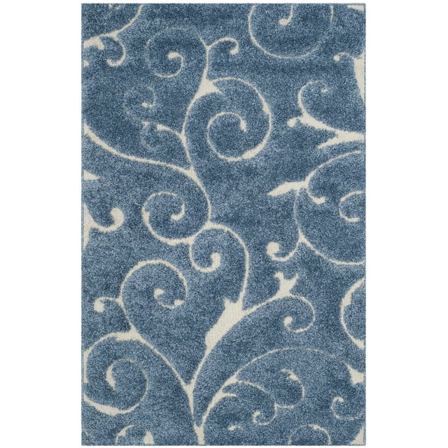 SAFAVIEH Florida Doug Floral Vines Shag Area Rug, Light Blue/Cream, 4 ...