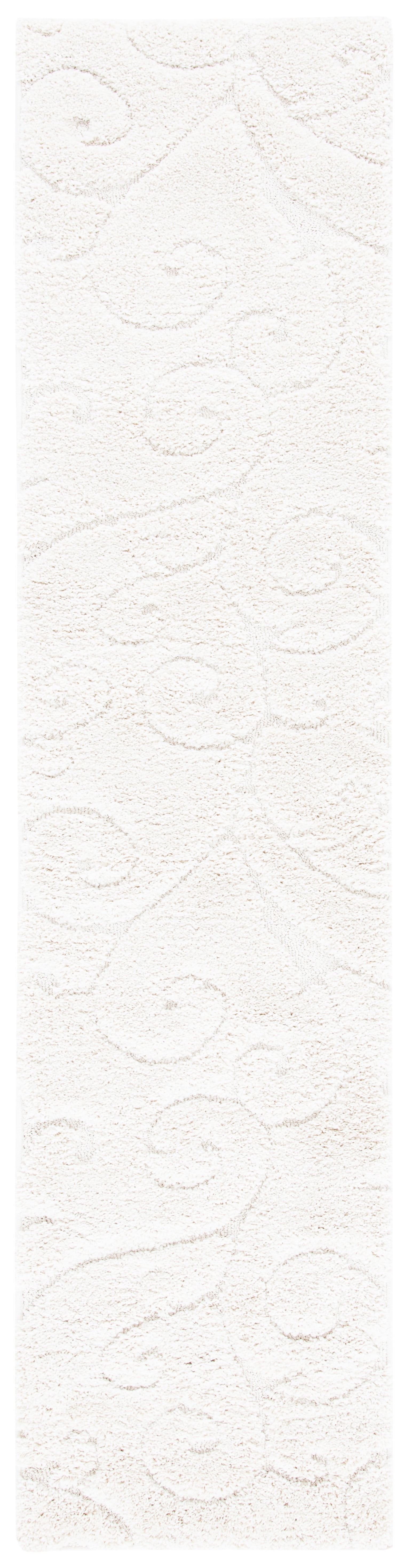 SAFAVIEH Florida Doug Floral Vines Geometric Shag Runner Rug, Creme, 2 ...