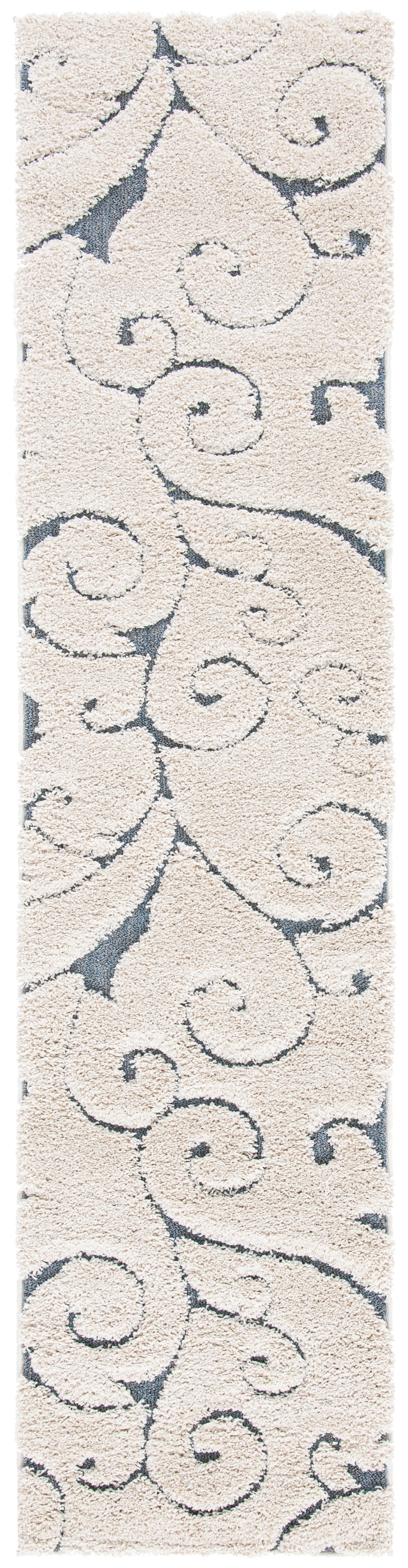 SAFAVIEH Florida Doug Floral Vines Geometric Shag Runner Rug, Beige ...