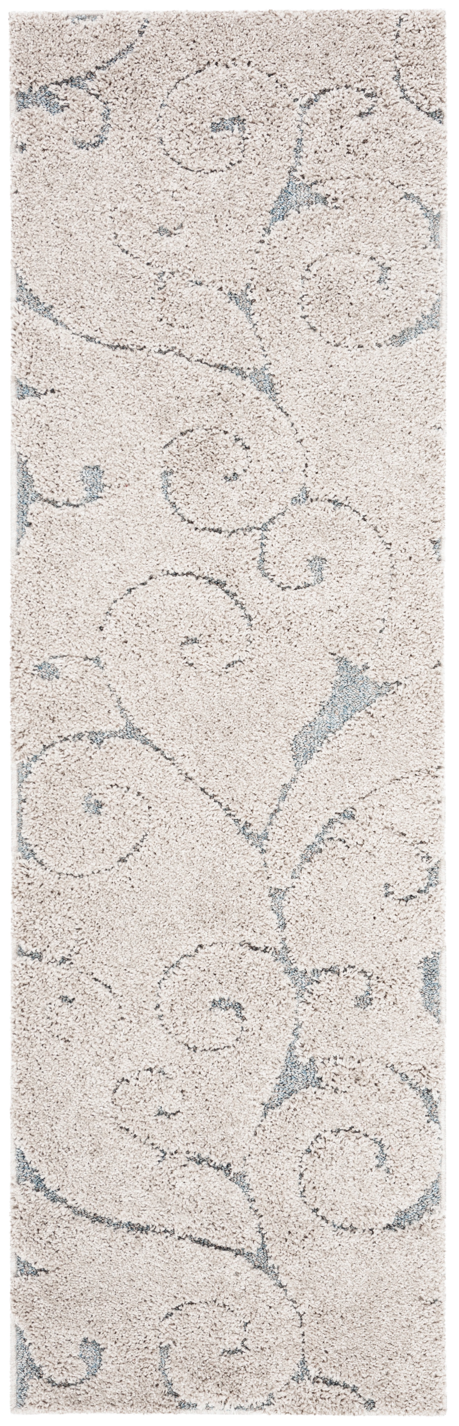 SAFAVIEH Florida Doug Floral Vines Shag Runner Rug, Cream/Light Blue, 2 ...