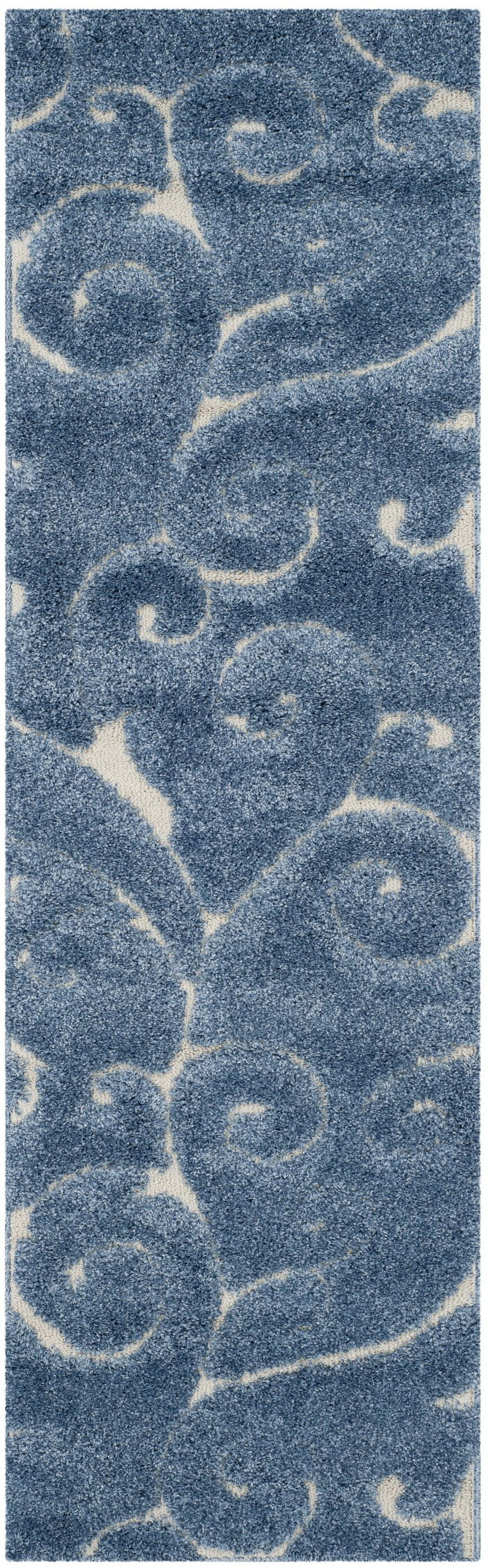 SAFAVIEH Florida Doug Floral Vines Shag Runner Rug, Light Blue/Cream, 2 ...