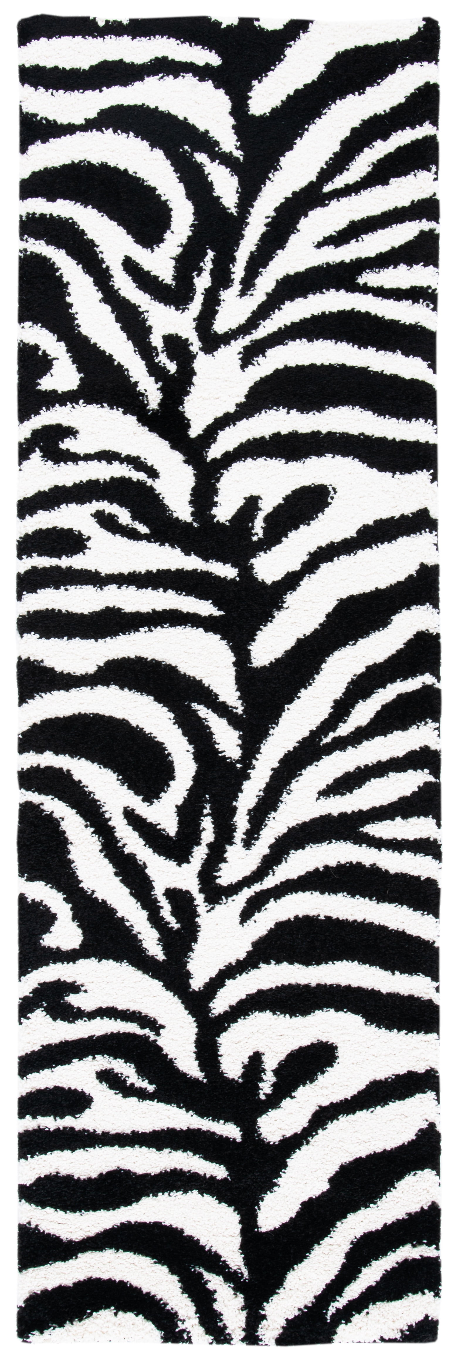 SAFAVIEH Florida Eleanor Animal Shag Runner Rug, Ivory/Black, 2'3" x 19 ...