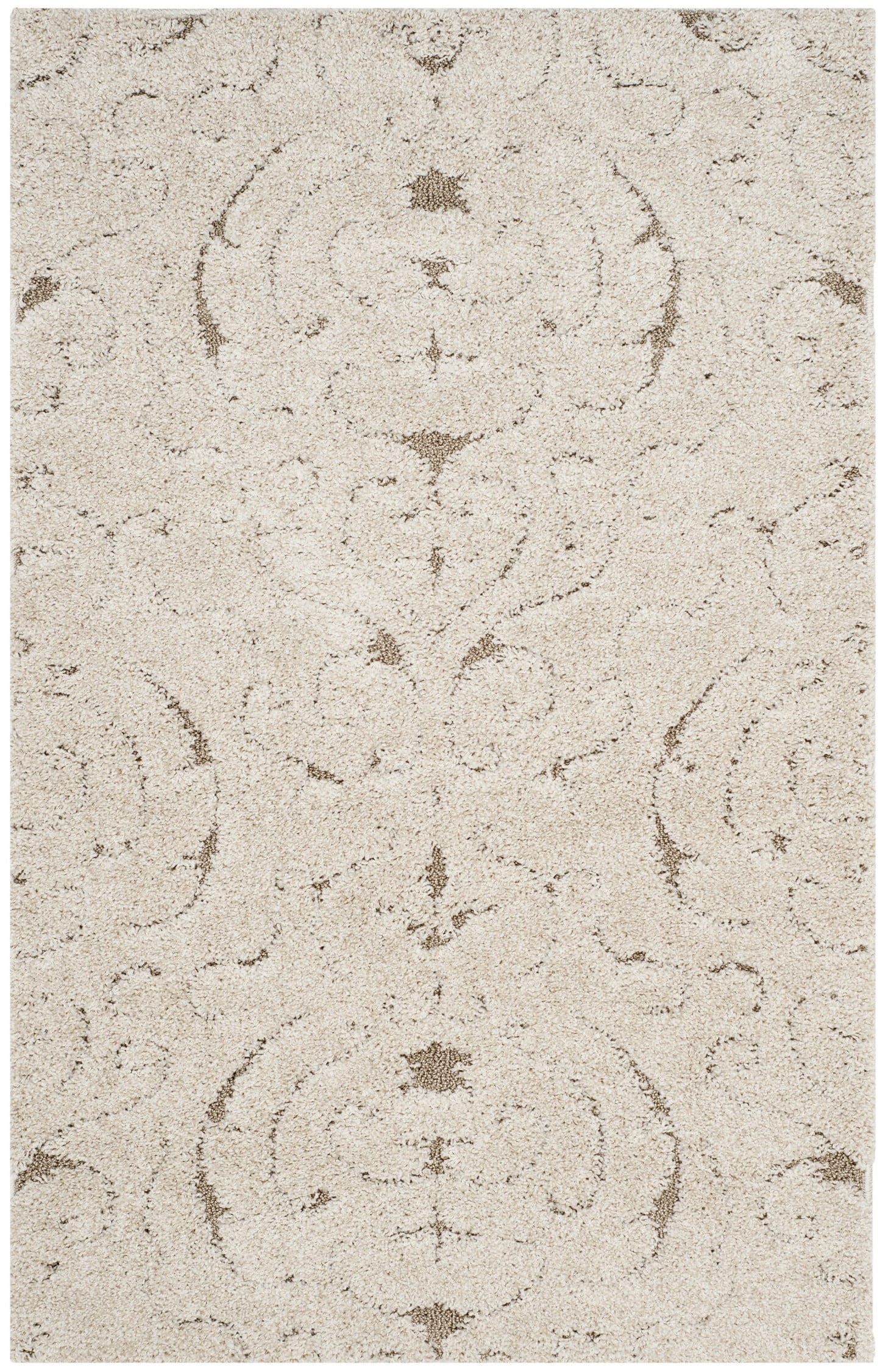 SAFAVIEH Florida Klara Floral Shag Area Rug, Cream/Beige, 3'3" x 5'3 ...