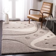 SAFAVIEH Daley Collection Geometric Plush Shag Area Rug, Ivory/Grey, 6 ...