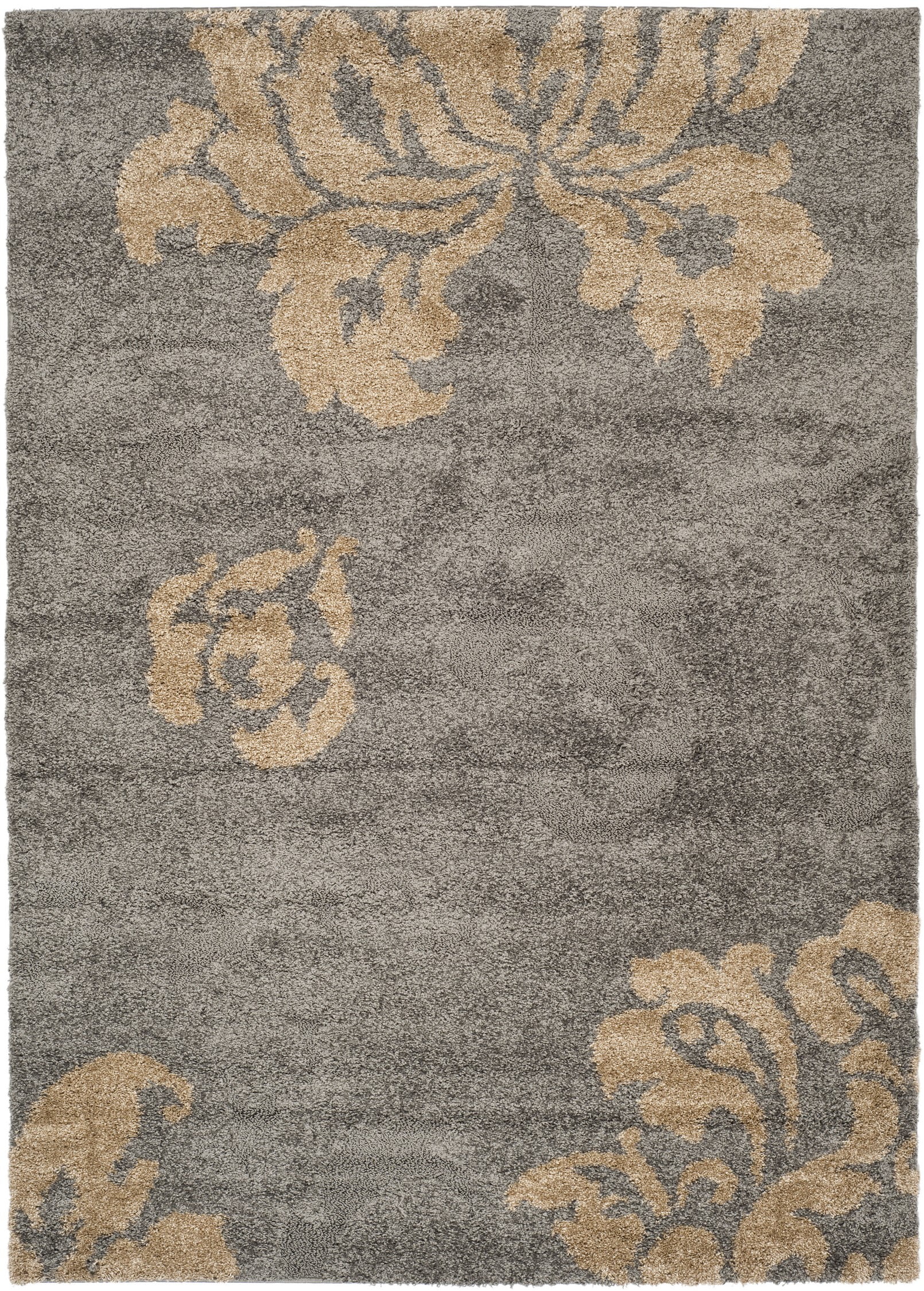 SAFAVIEH Florida Merrick Floral Shag Area Rug, Grey/Beige, 8' x 10 ...