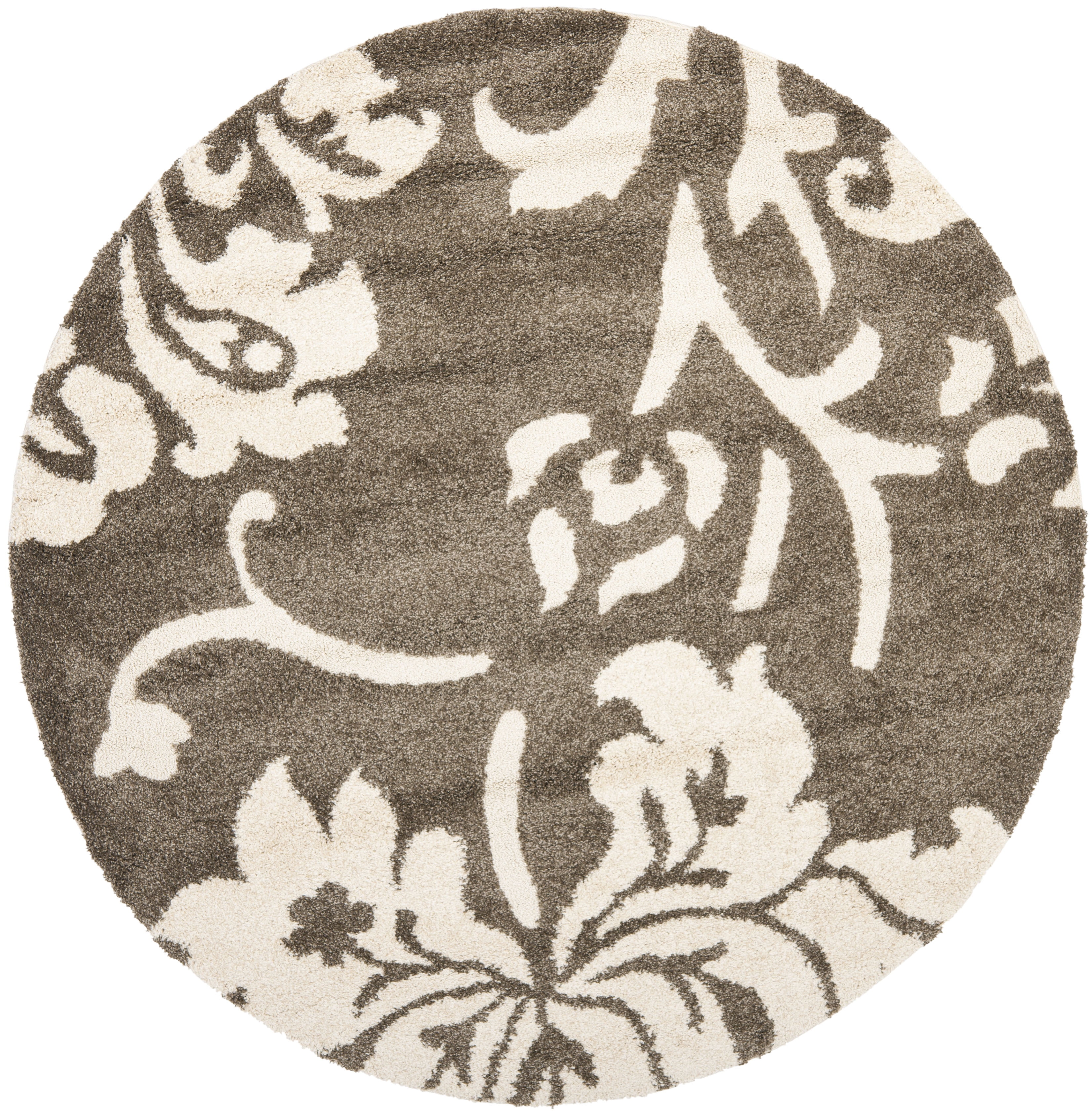 SAFAVIEH Florida Merrick Floral Shag Area Rug, Smoke/Beige, 6'7" x 6'7 ...