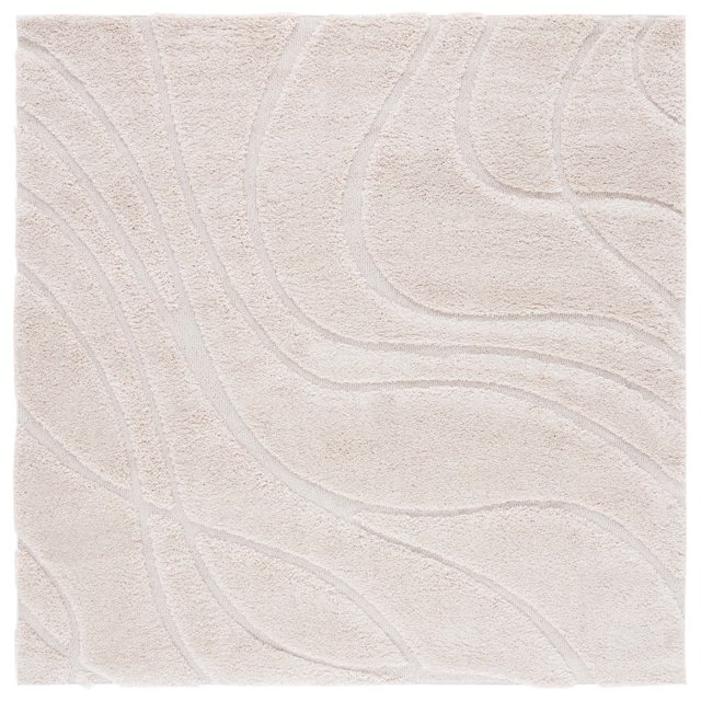 SAFAVIEH Florida Tamzen Abstract Shag Area Rug, Cream, 8' x 8' Square ...