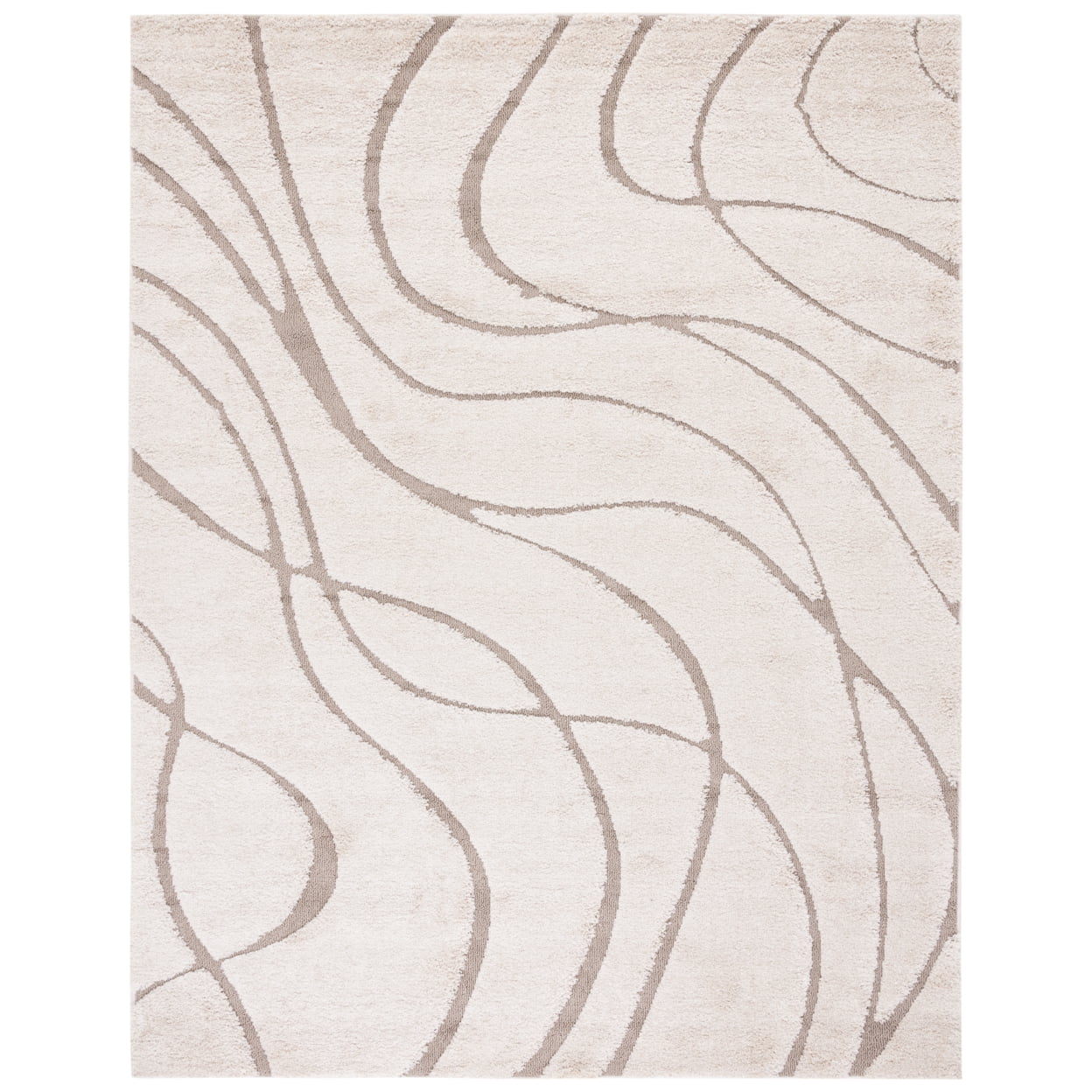 SAFAVIEH Florida Tamzen Abstract Shag Area Rug, Cream/Beige, 4' x 4 ...
