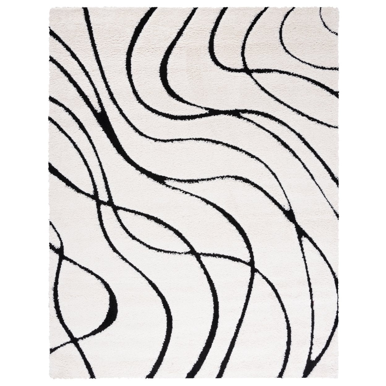 SAFAVIEH Florida Tamzen Abstract Shag Area Rug, Ivory/Black, 2'3" x 4 ...