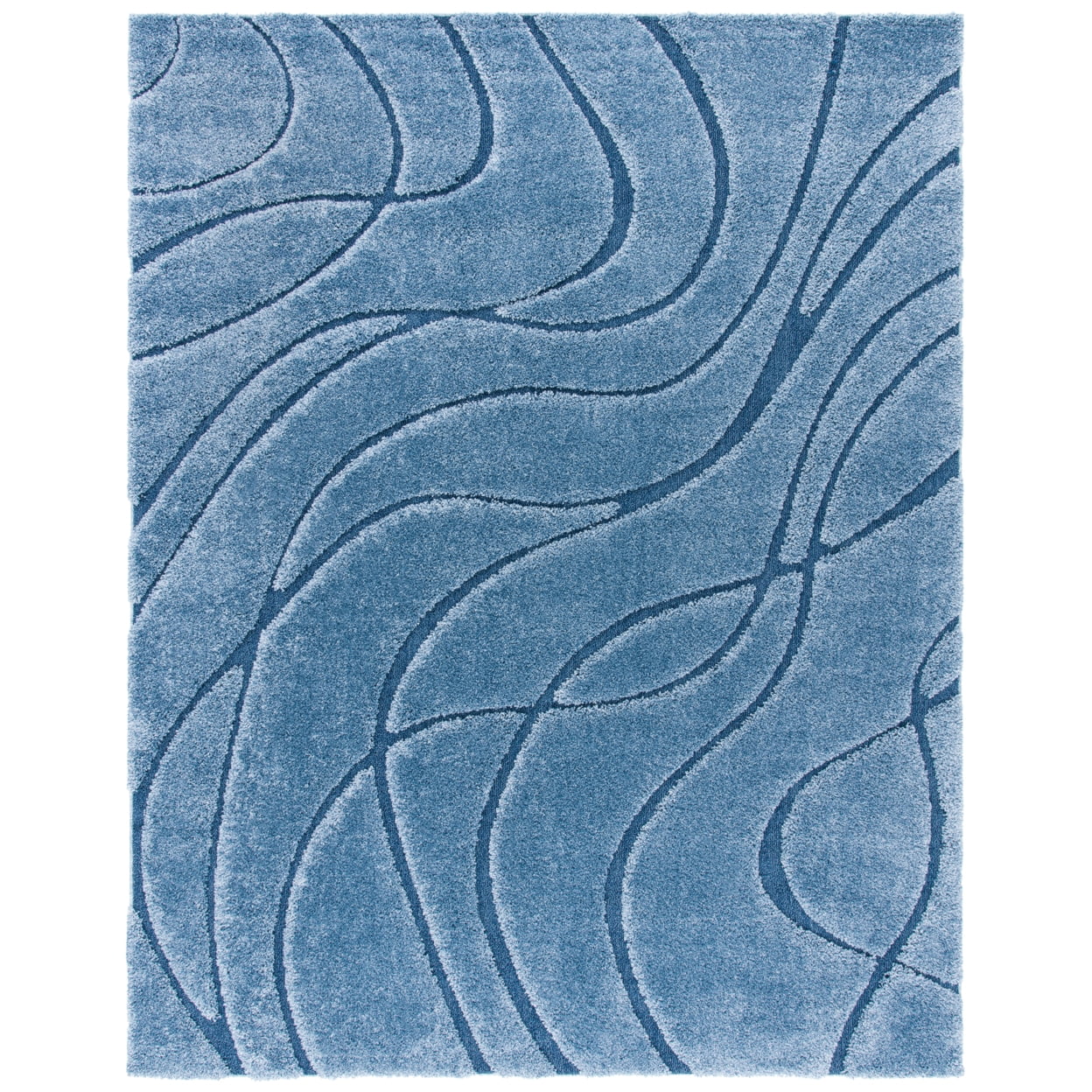 SAFAVIEH Florida Tamzen Abstract Shag Area Rug, Light Blue/Blue, 6'7