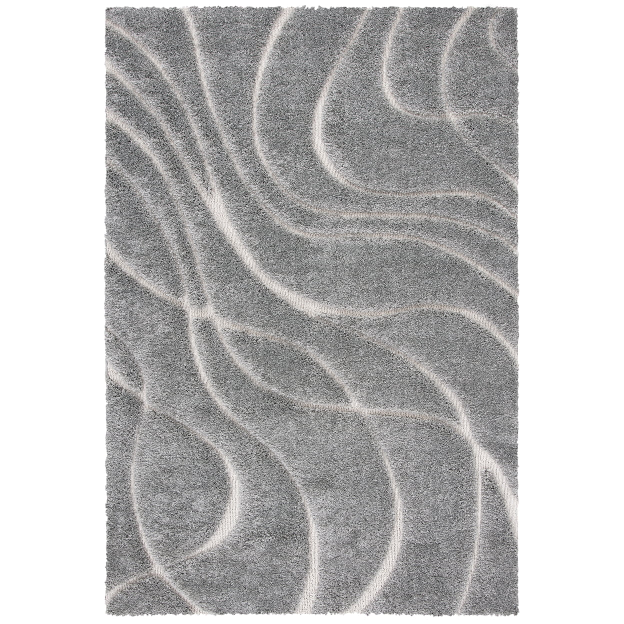 SAFAVIEH Florida Tamzen Abstract Shag Area Rug, Light Grey/Ivory, 4' x ...