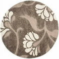 SAFAVIEH Florida Teodor Floral Shag Area Rug, Smoke/Beige, 5' x 5 ...
