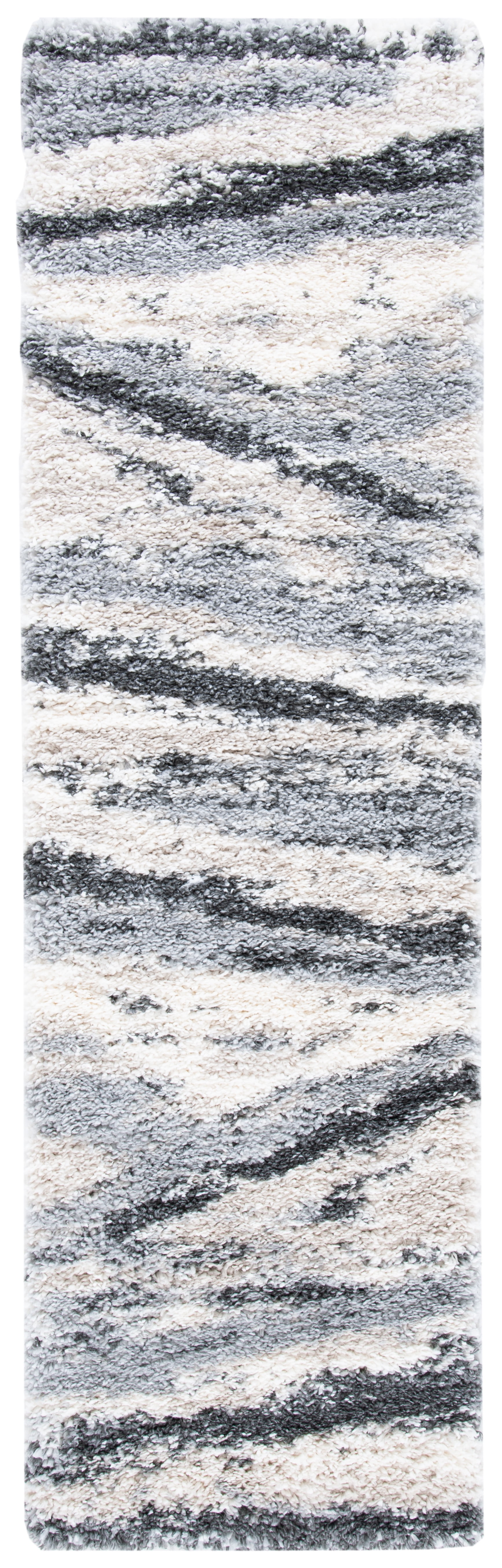 SAFAVIEH Fontana Dania Zig-Zag Shag Runner Rug, Grey/Charcoal, 2'3" x 8 ...