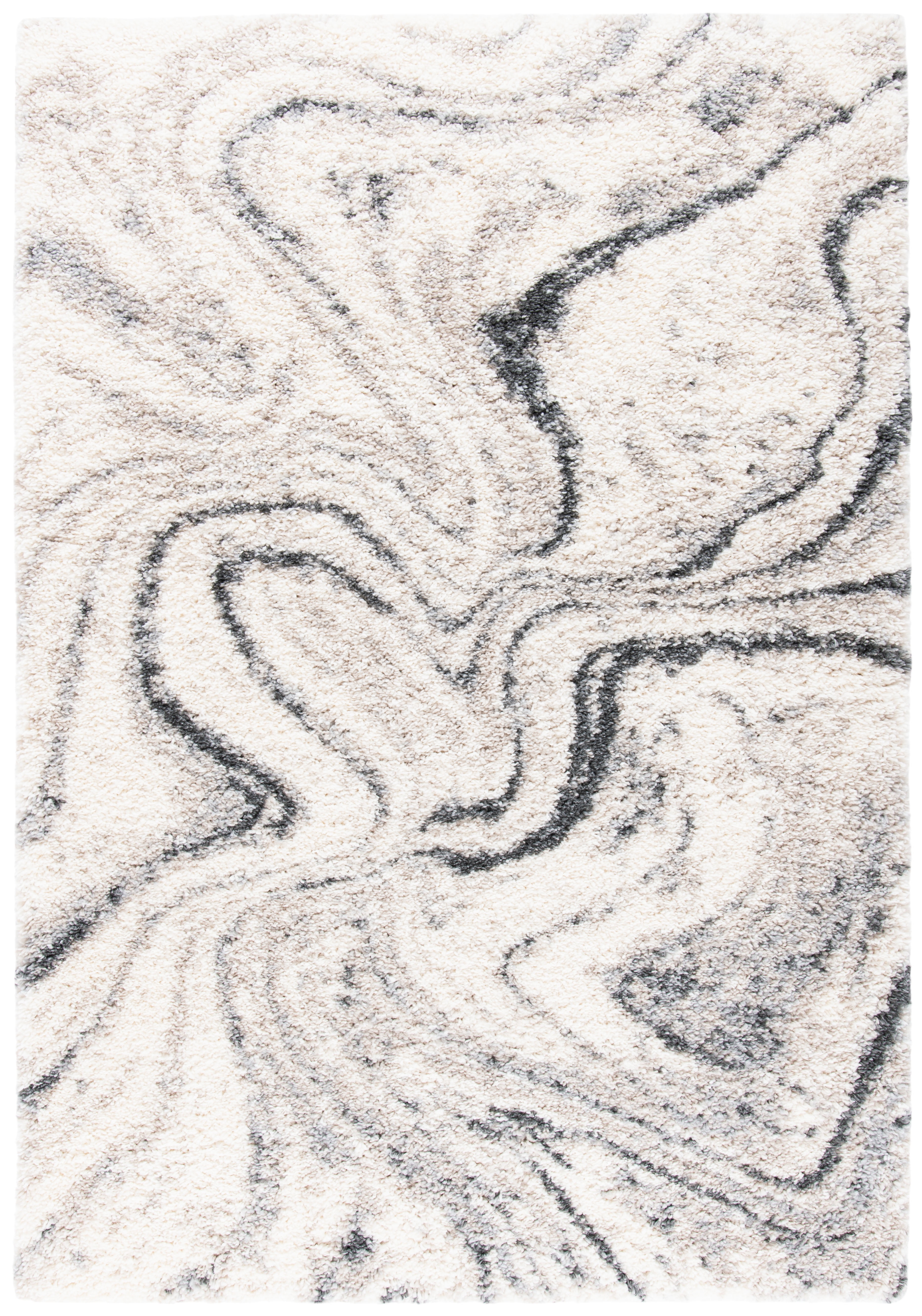 SAFAVIEH Fontana Danita Modern Shag Area Rug, Ivory/Grey, 11' x 15 ...