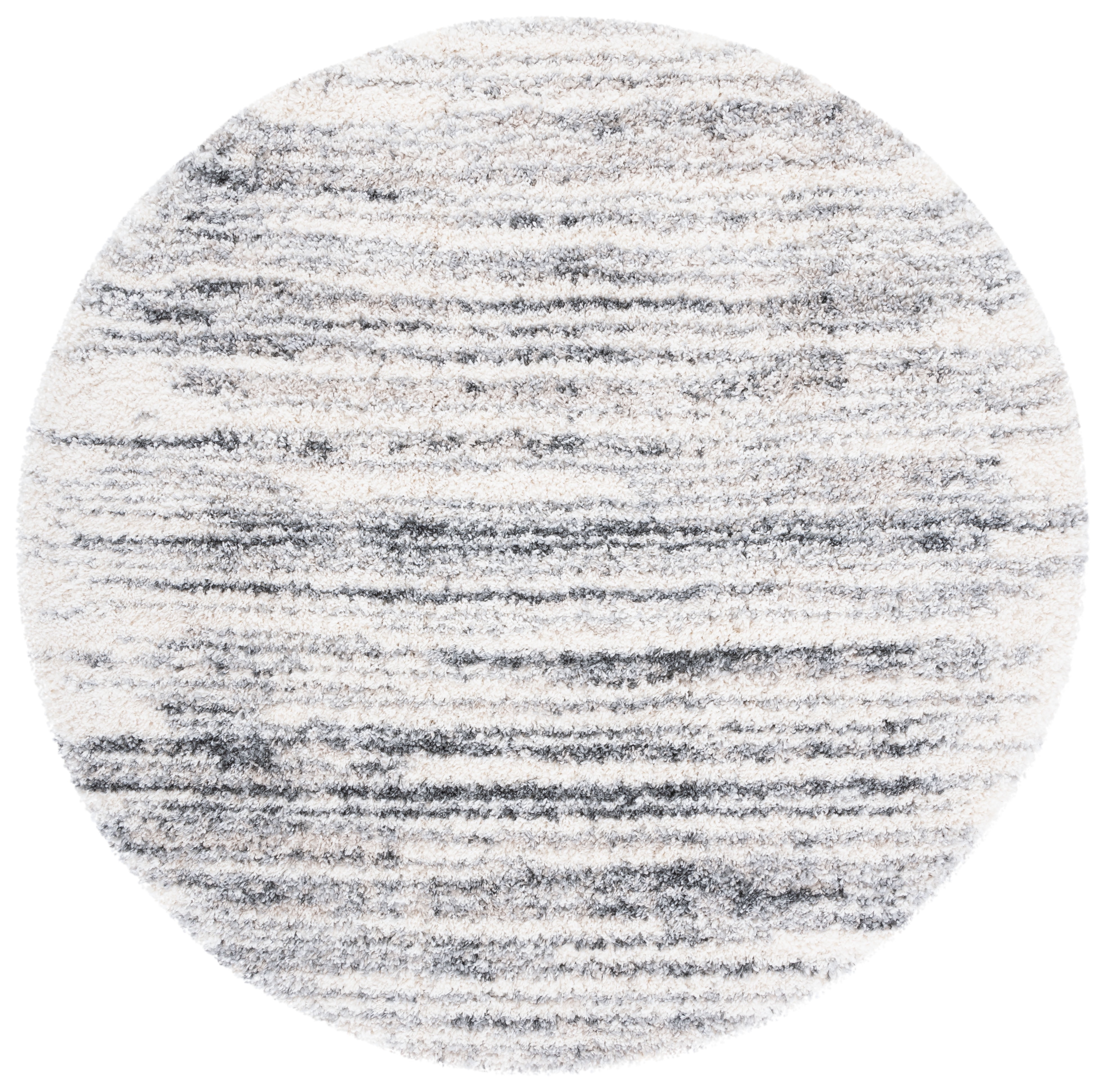 SAFAVIEH Fontana Danny Abstract Shag Area Rug, Ivory/Grey, 6'7" x 6'7 ...