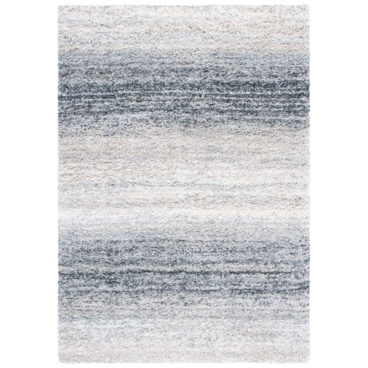 SAFAVIEH Fontana Daquan Striped Shag Area Rug, Ivory/Grey, 11' x 15 ...
