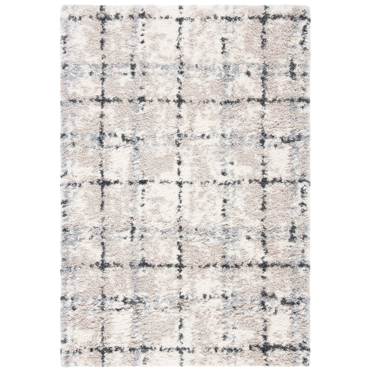 SAFAVIEH Fontana Daria Geometric Shag Area Rug, Grey/Ivory, 3' x 5 ...