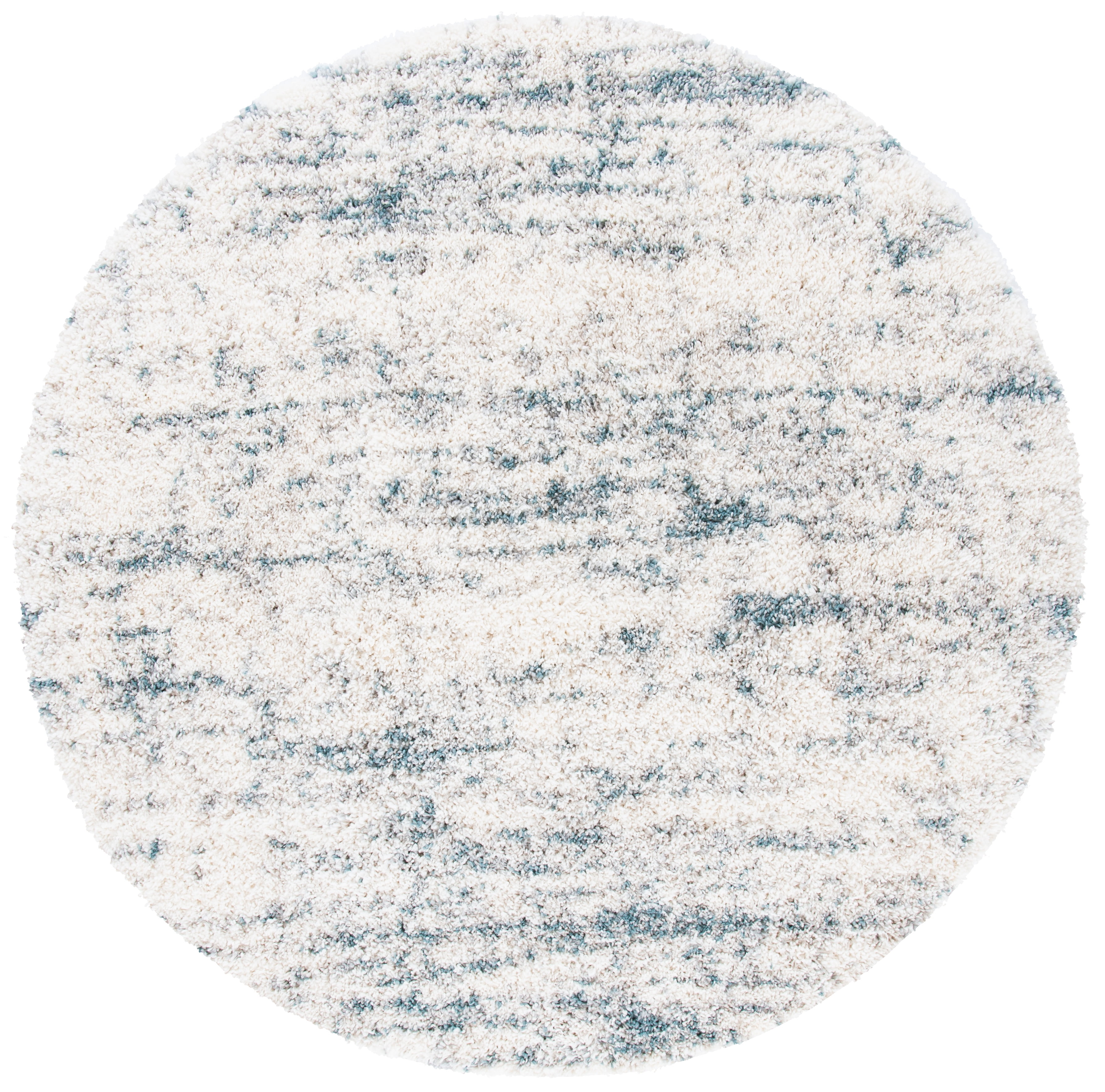 SAFAVIEH Fontana Darian Abstract Shag Area Rug, Ivory/Teal, 3' x 3 ...