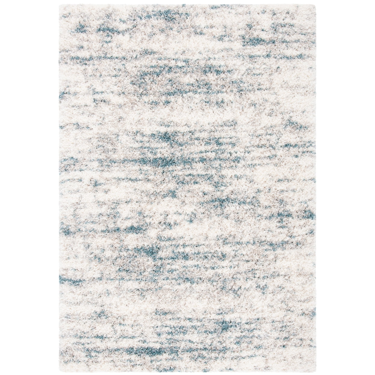 SAFAVIEH Fontana Darian Abstract Shag Area Rug, Ivory/Teal, 4' x 6 ...