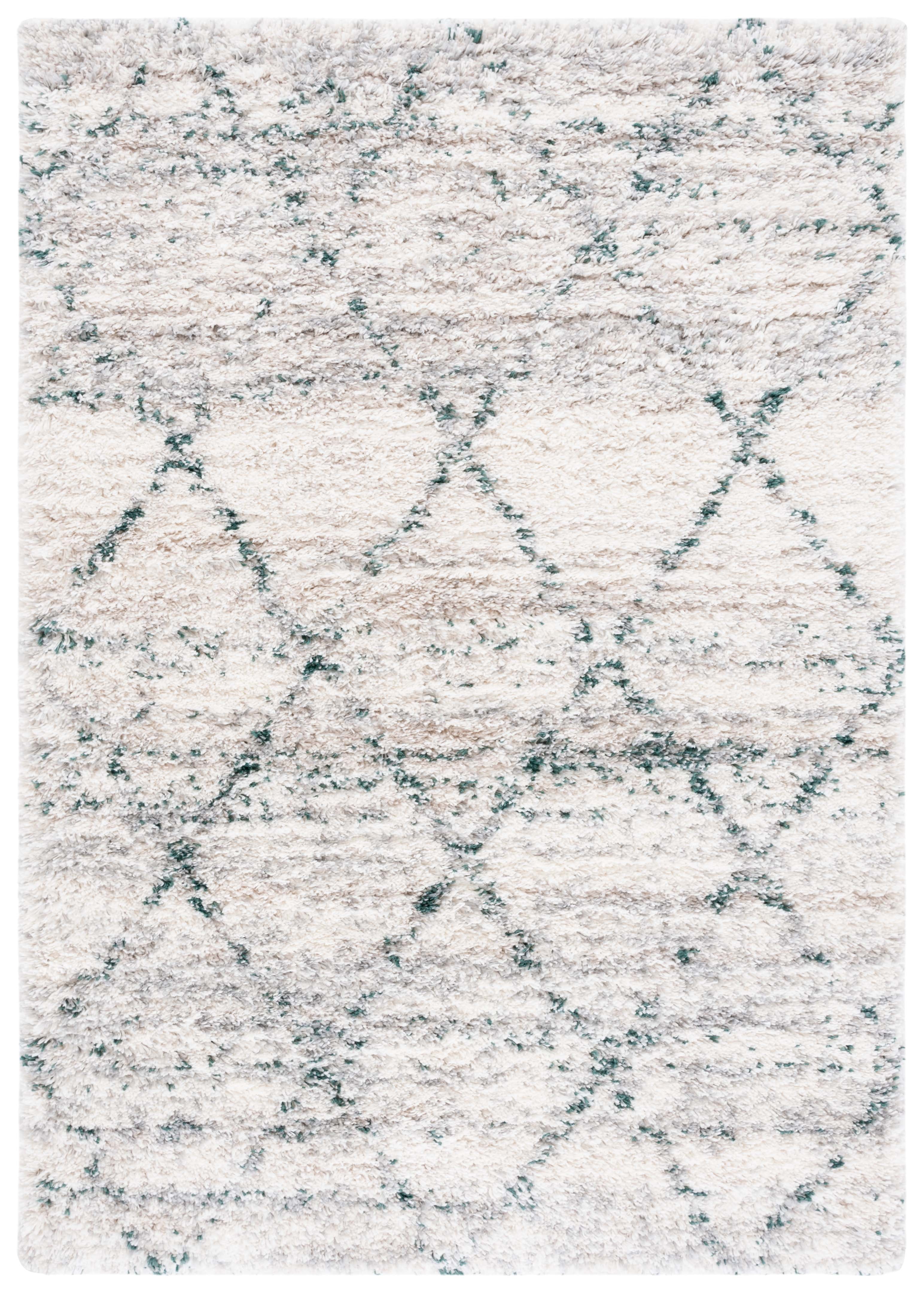 SAFAVIEH Fontana Darina Diamond Shag Area Rug, Green/Ivory, 5'3" x 7'6 ...