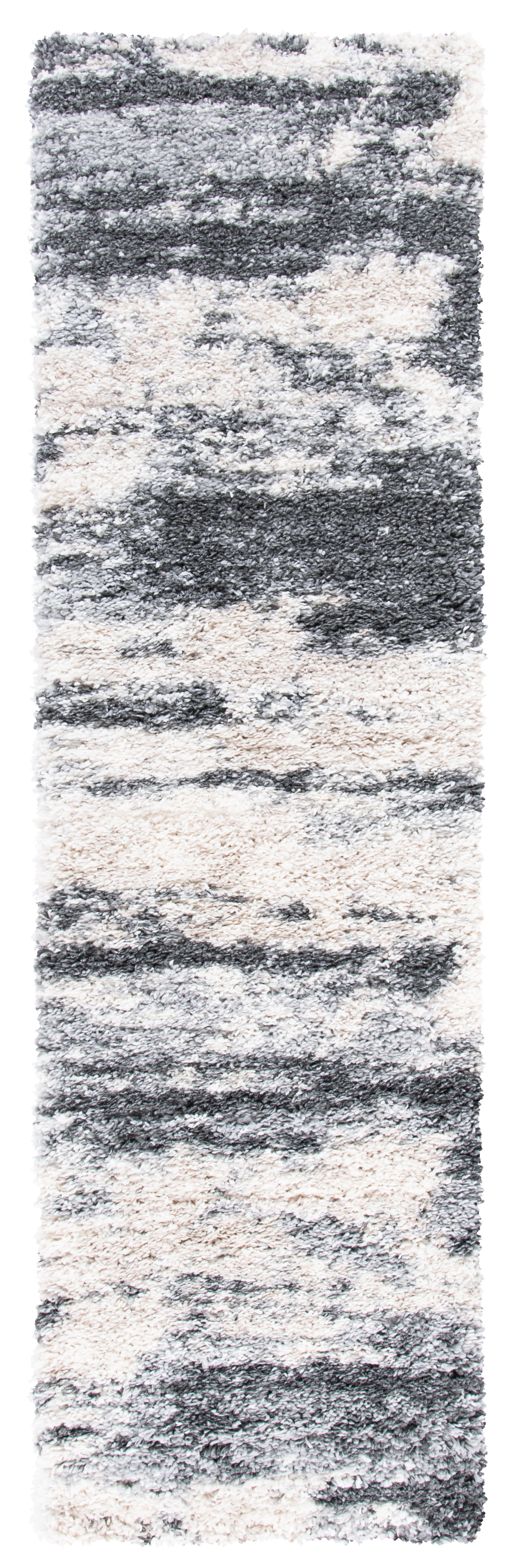 SAFAVIEH Fontana Data Abstract Shag Runner Rug, Grey/Ivory, 2'3" x 12 ...
