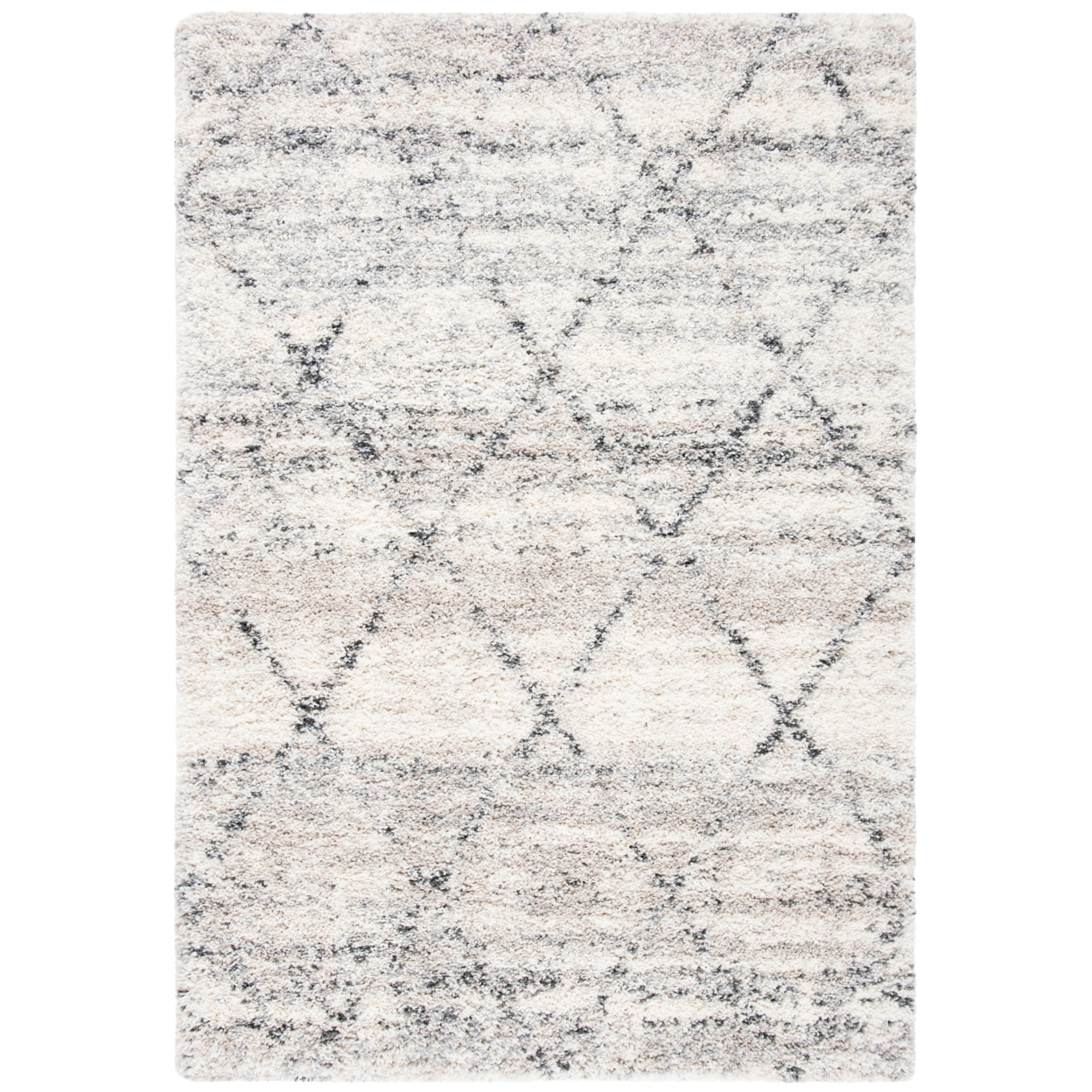 SAFAVIEH Daley Geometric Plush Shag Area Rug, Ivory/Grey, 6' x 9 ...