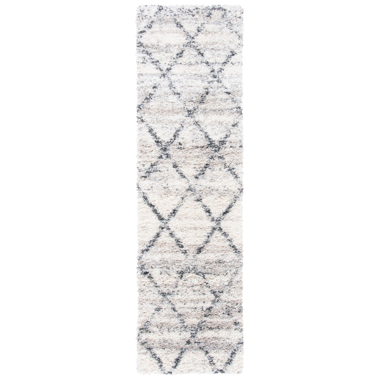 SAFAVIEH Fontana Shag Darina Diamond Plush Runner Rug, Grey/Ivory, 2'3 ...