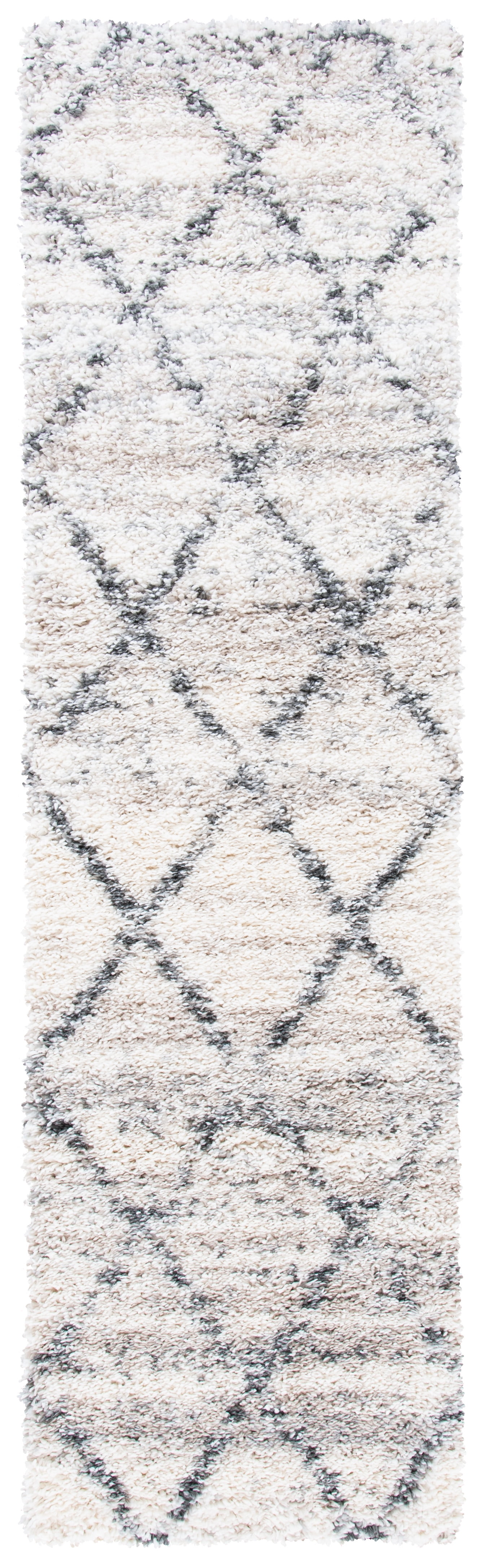SAFAVIEH Fontana Shag Darina Diamond Plush Runner Rug, Grey/Ivory, 2'3 ...