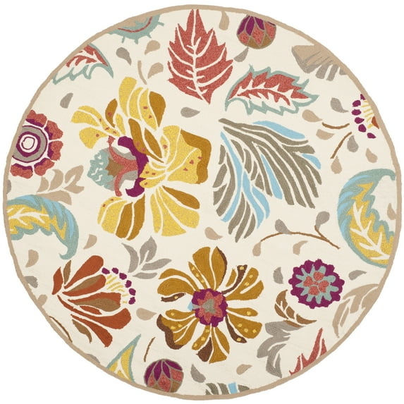 SAFAVIEH Four Seasons Blair Floral Area Rug, Ivory/Grey, 4' x 4' Round ...