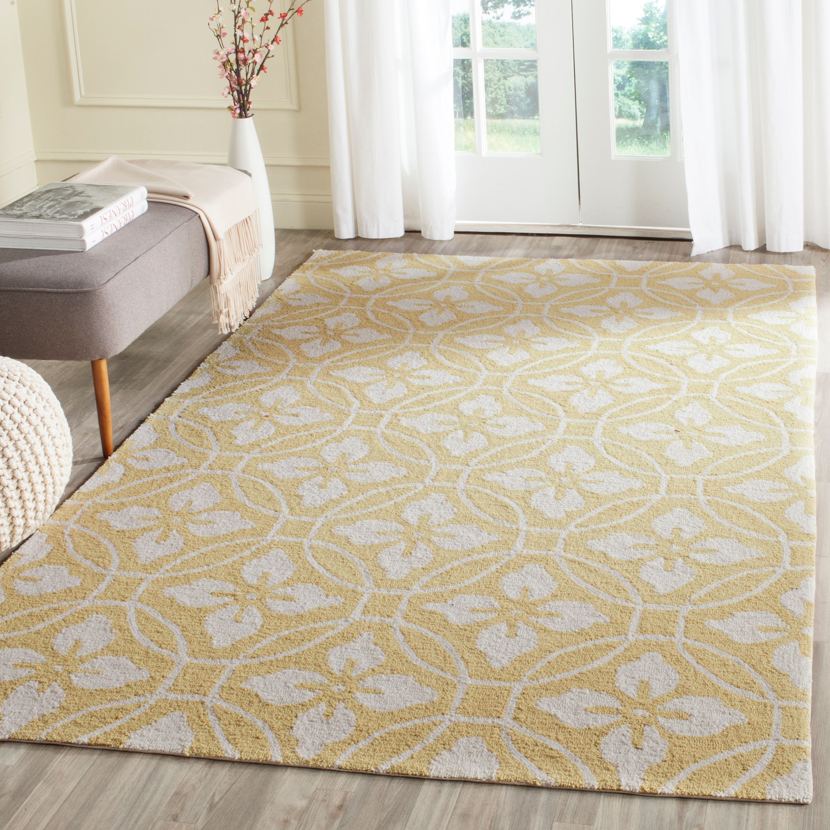 SAFAVIEH Four Seasons Lilibeth Geometric Area Rug, Gold/Ivory, 3'6" x 5 ...