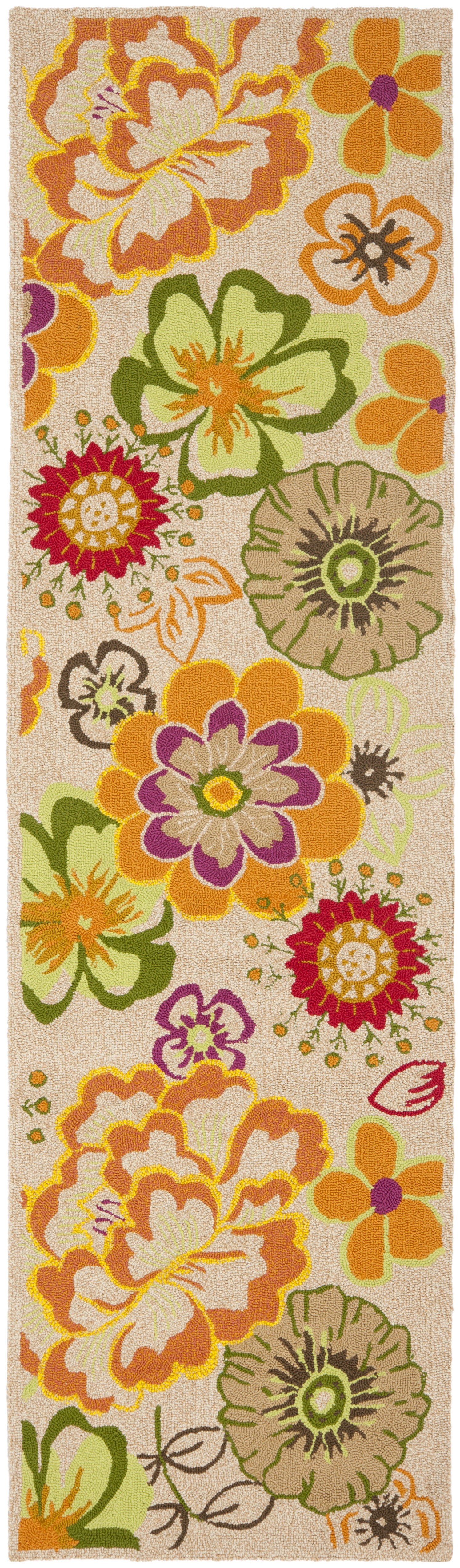 SAFAVIEH Four Seasons Lisette Novelty Flowers Runner Rug, Ivory/Green ...