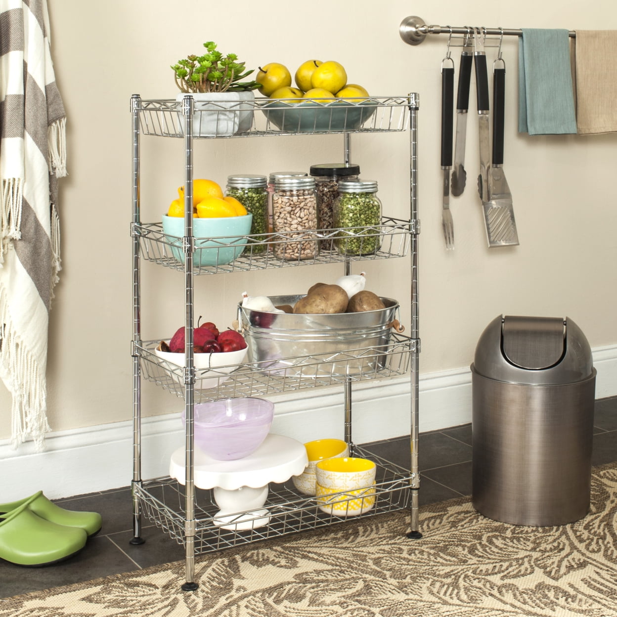 SAFAVIEH Gaston 4-Tier Chrome Wire Mini Rack Chrome - Walmart.com