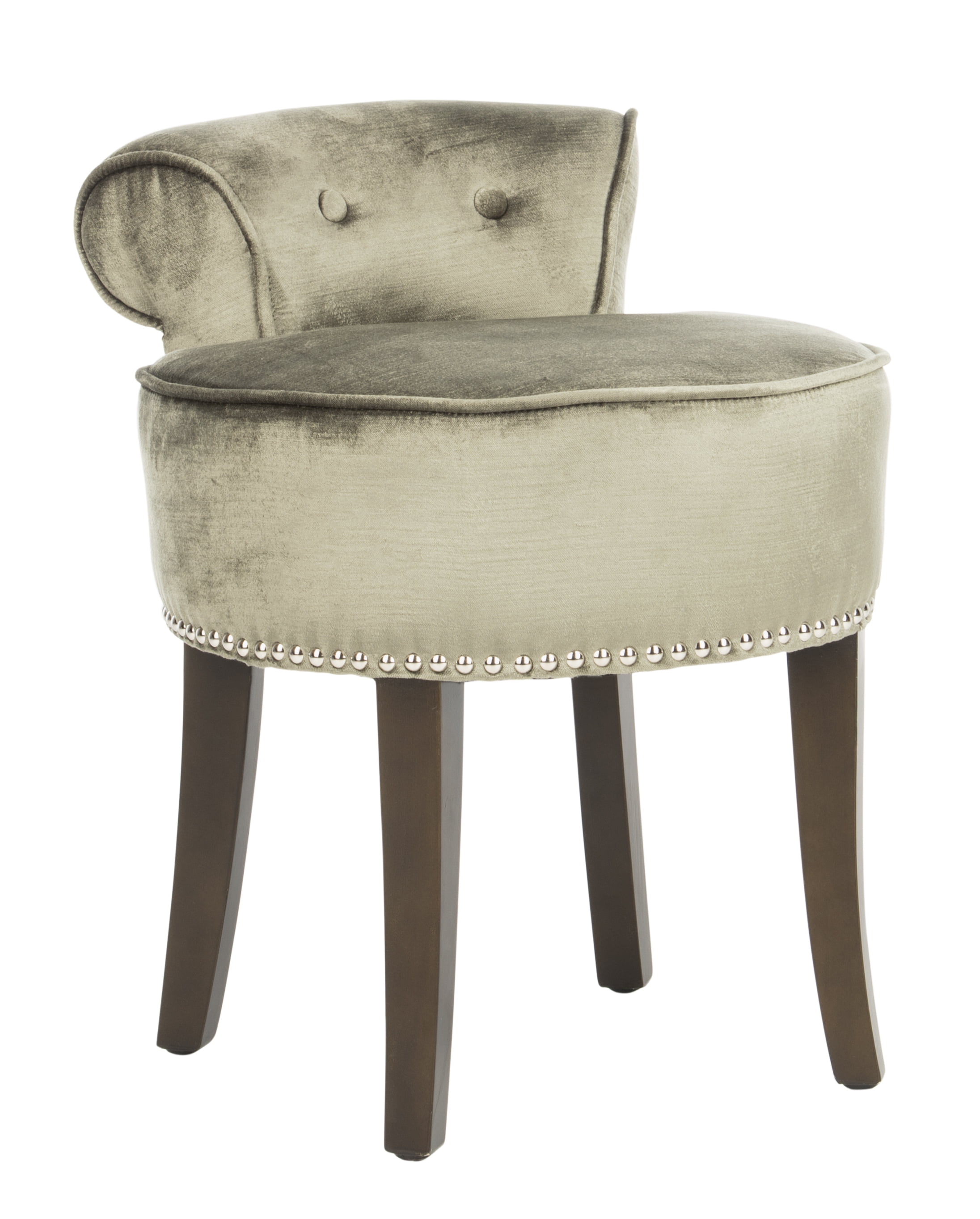 SAFAVIEH Georgia Contemporary Glam Upholstered Vanity Stool, Antique ...