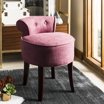 Tufted Fabric Upholstered Wooden Vanity Stool with Scrolled Legs Cherry ...