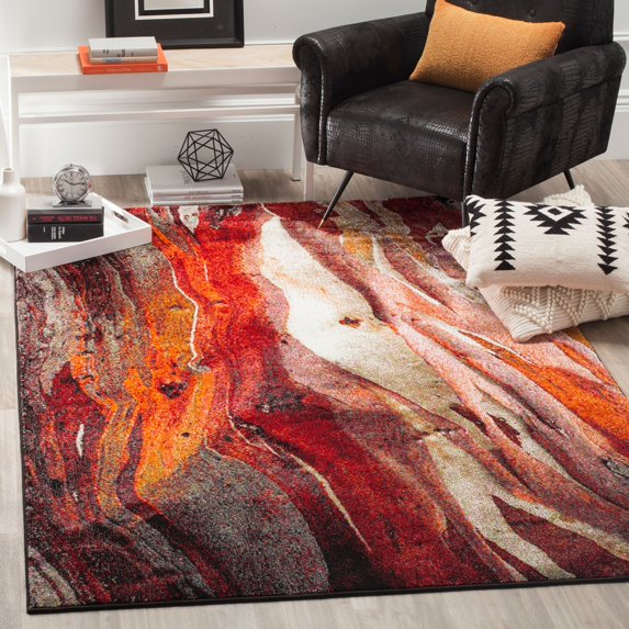 SAFAVIEH Glacier Aleesha Geometric Area Rug, Red/Multi, 2'7" x 5 ...