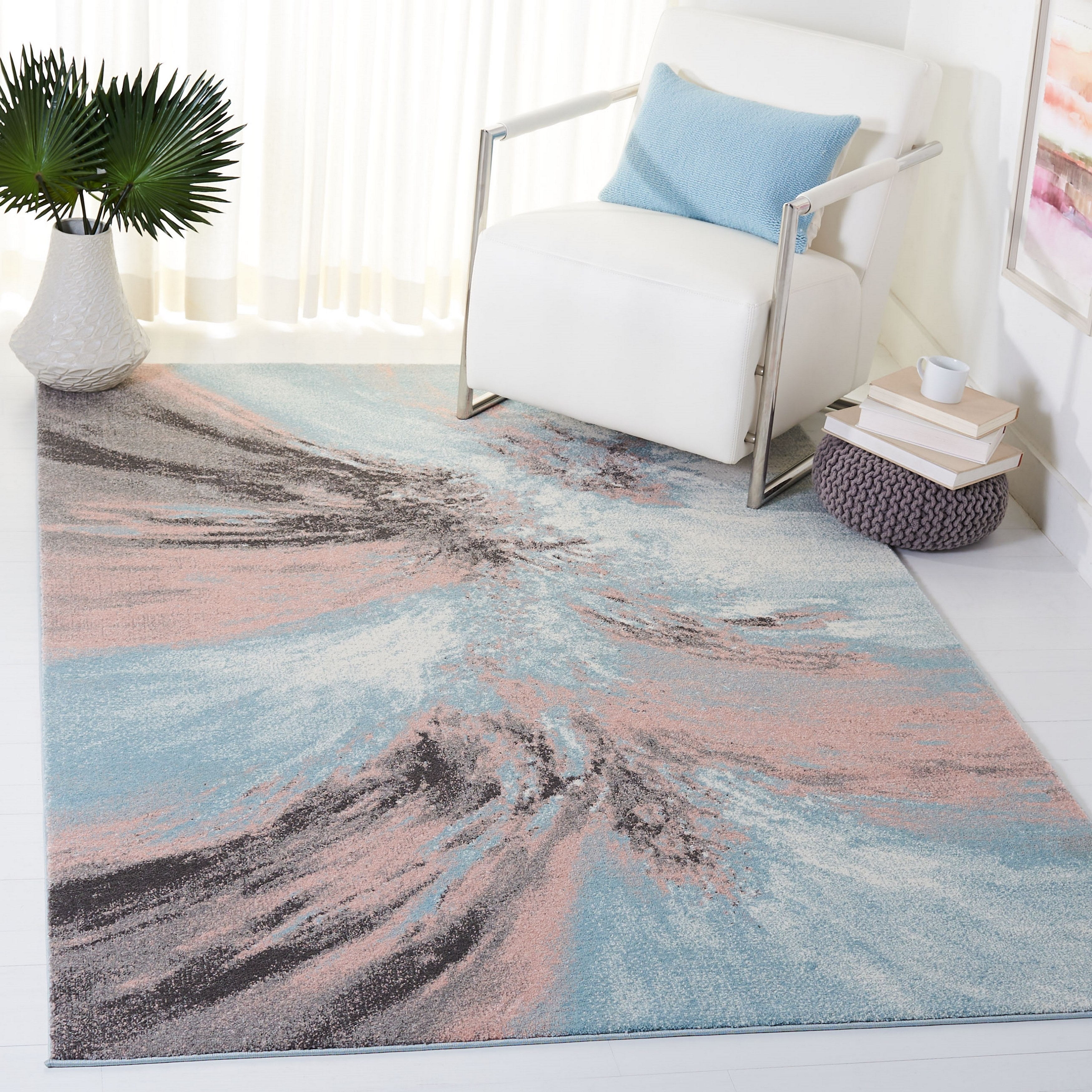 SAFAVIEH Glacier Katelynn Abstract Area Rug, Pink/Blue, 6'7" x 9 ...