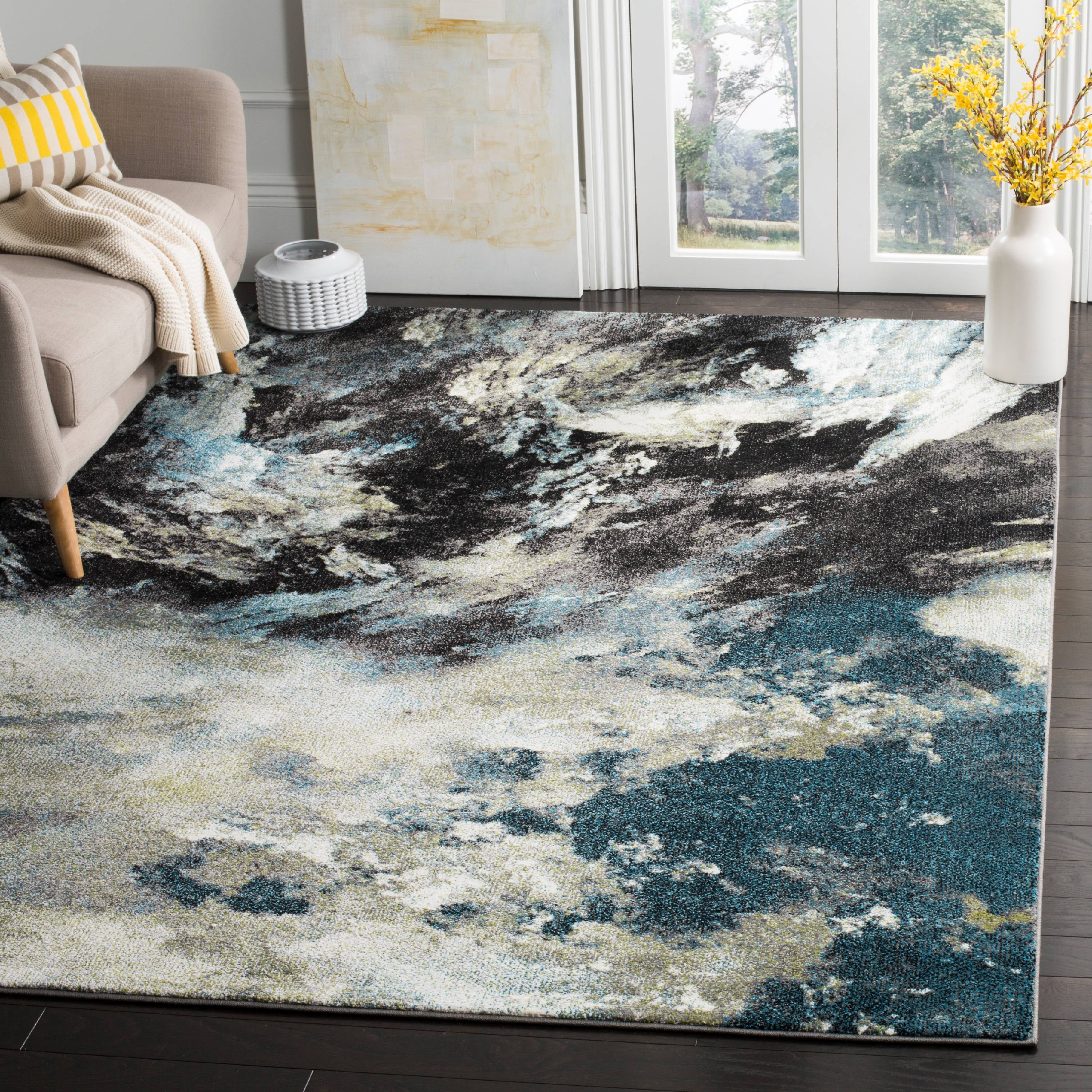 SAFAVIEH Glacier Landen Abstract Area Rug, Blue/Multi, 6'7" x 9 ...
