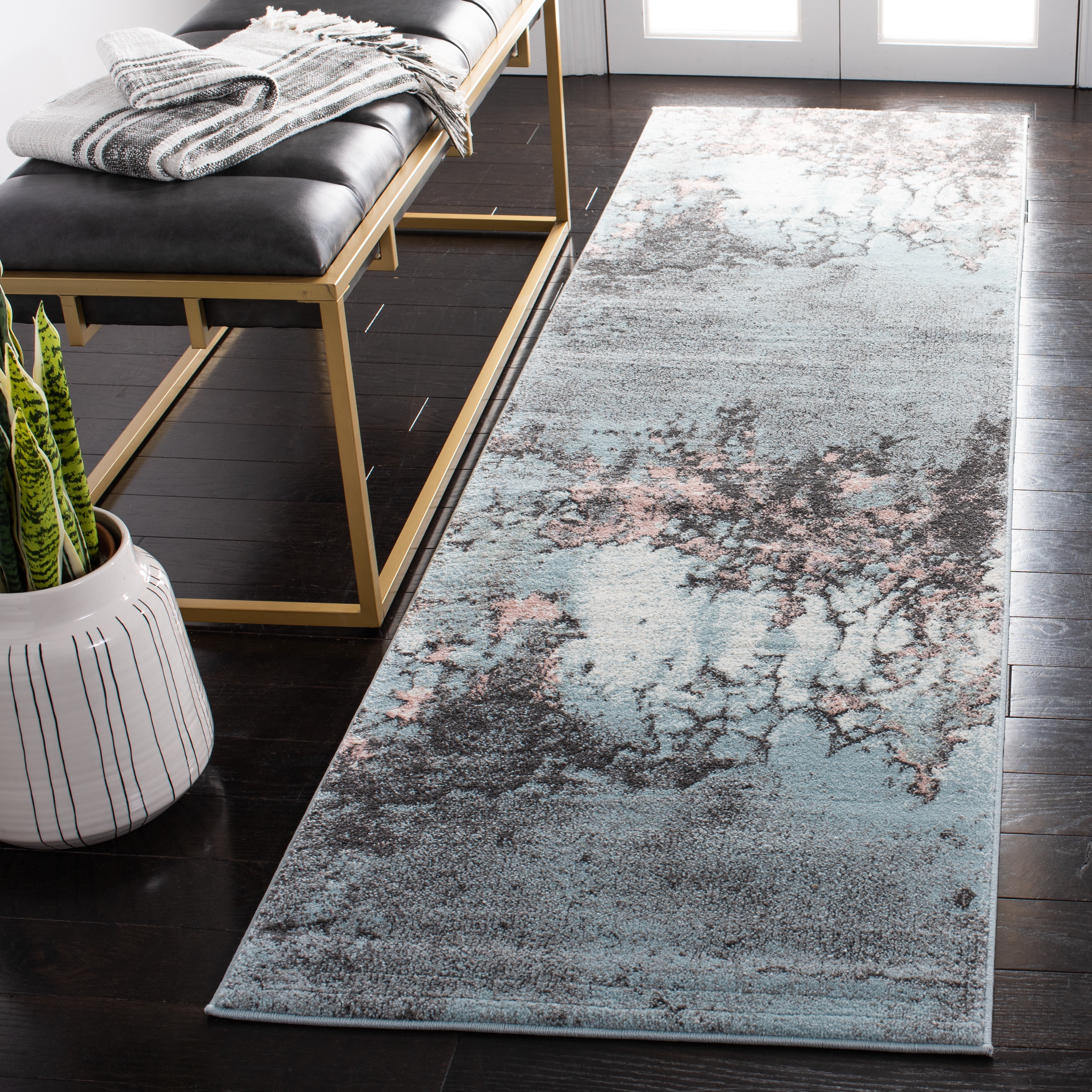 Safavieh Glacier Nazca Geometric Runner Rug, Blue/Pink, 2'3