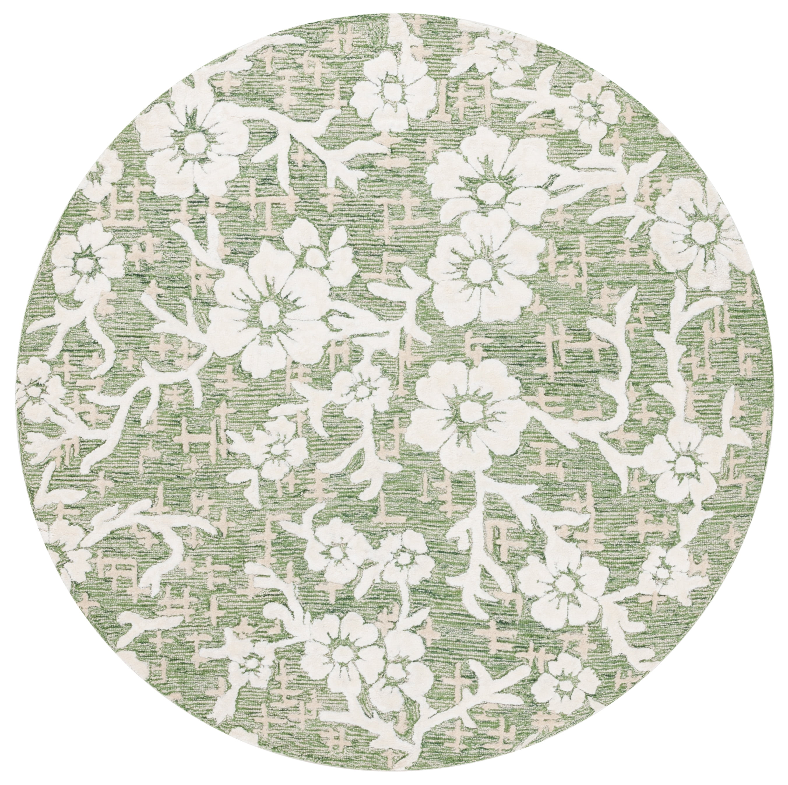 SAFAVIEH Glamour Braylon Abstract Area Rug, Green/Ivory, 6' x 6' Round ...
