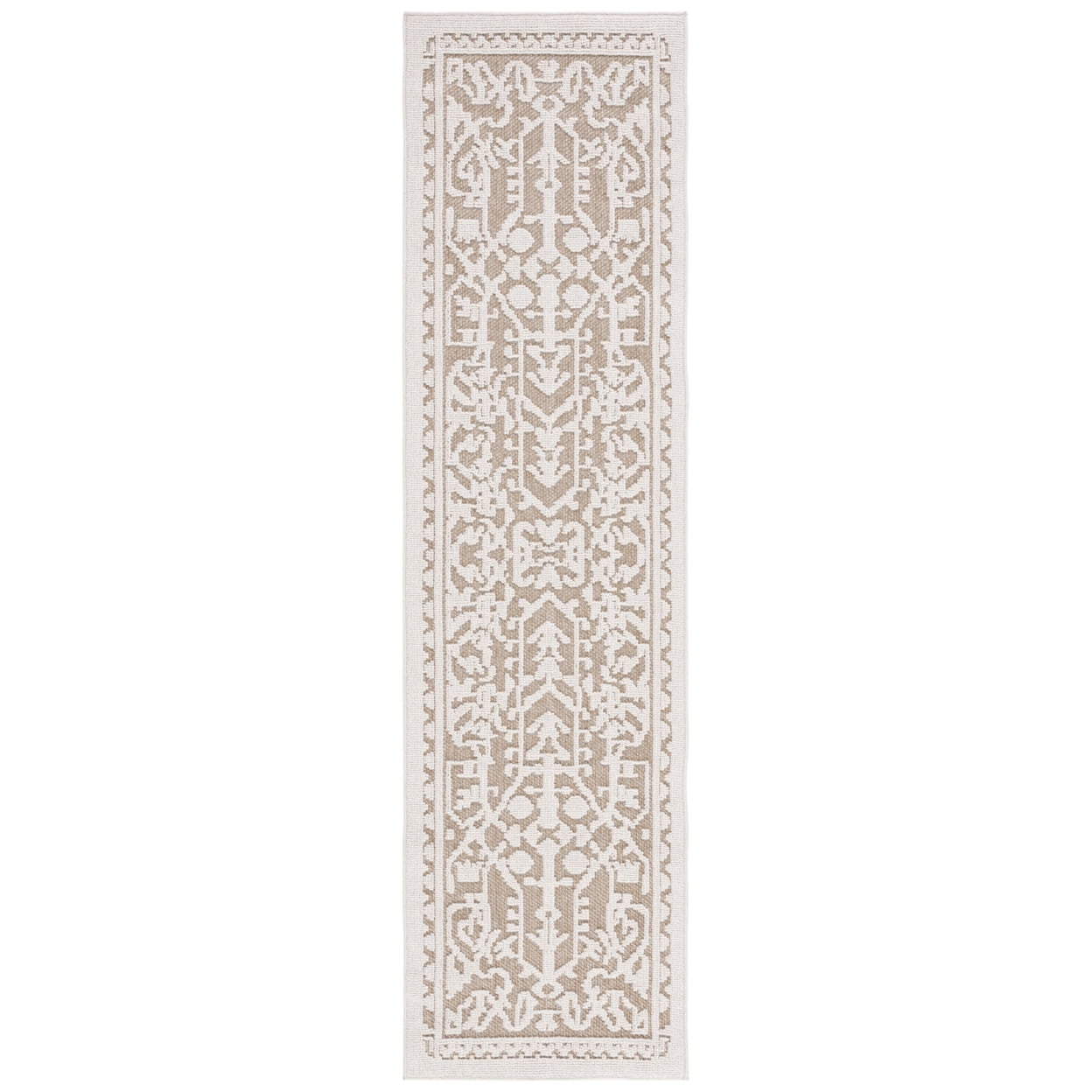SAFAVIEH Global Aniyah Geometric Indoor/Outdoor Runner Rug, Beige/Light ...