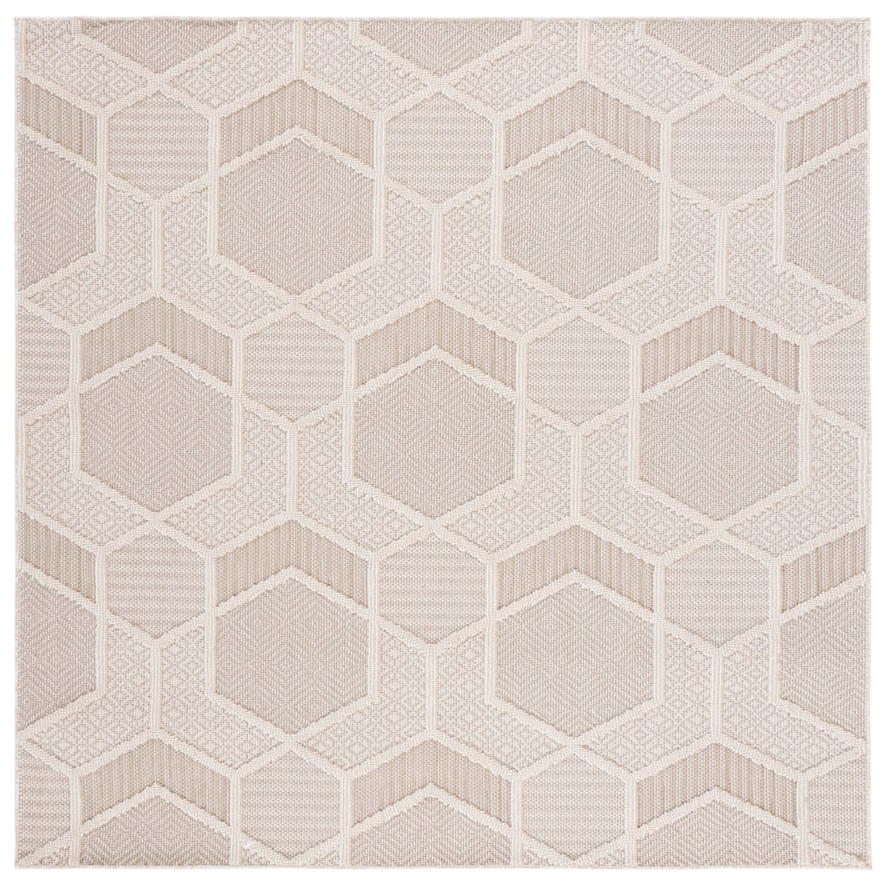 SAFAVIEH Global Jewell Geometric Area Rug, Beige/Ivory, 6'7" x 6'7 ...