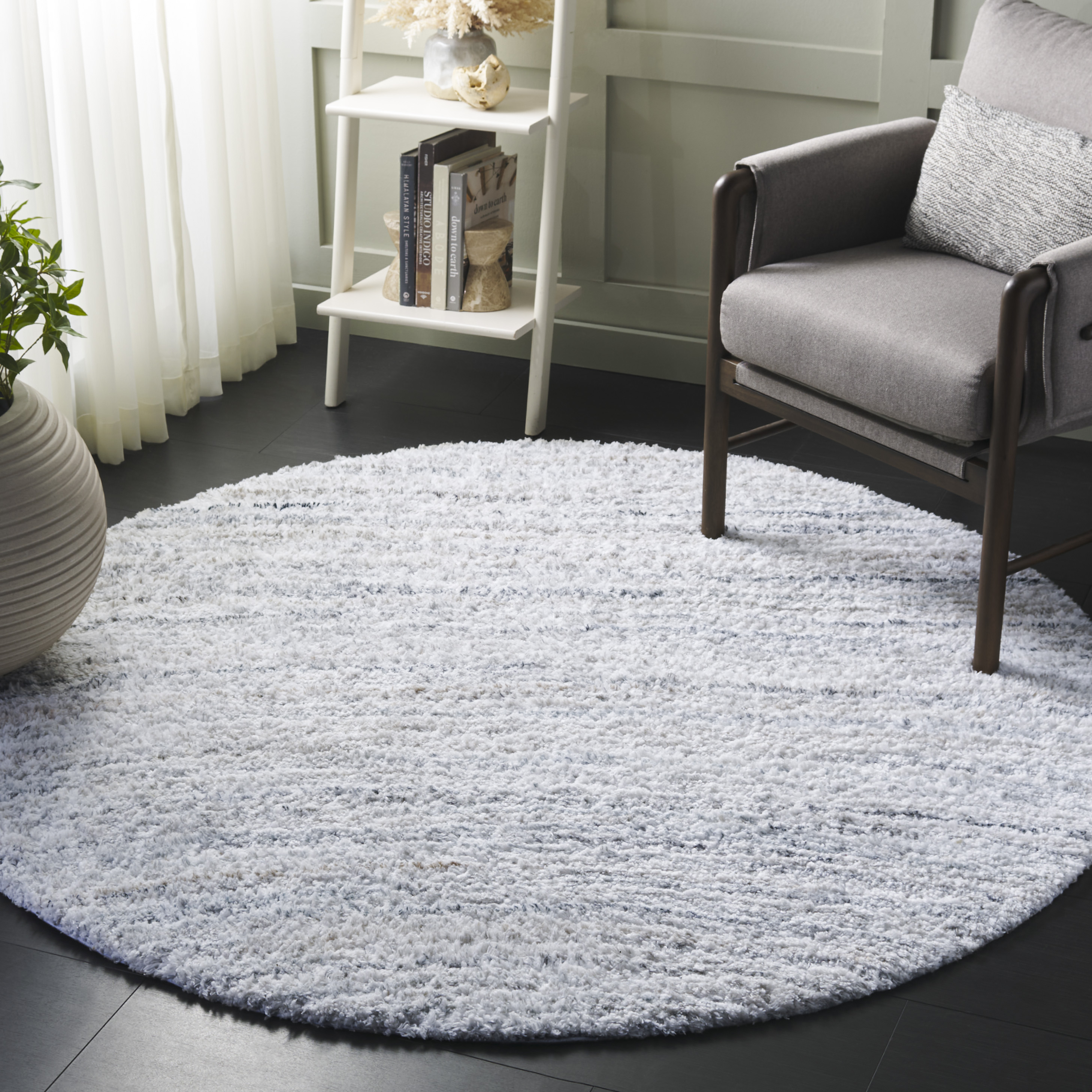 Safavieh Glory Maksim Abstract Shag Area Rug, Ivory/Light Blue, 6' x 6 ...