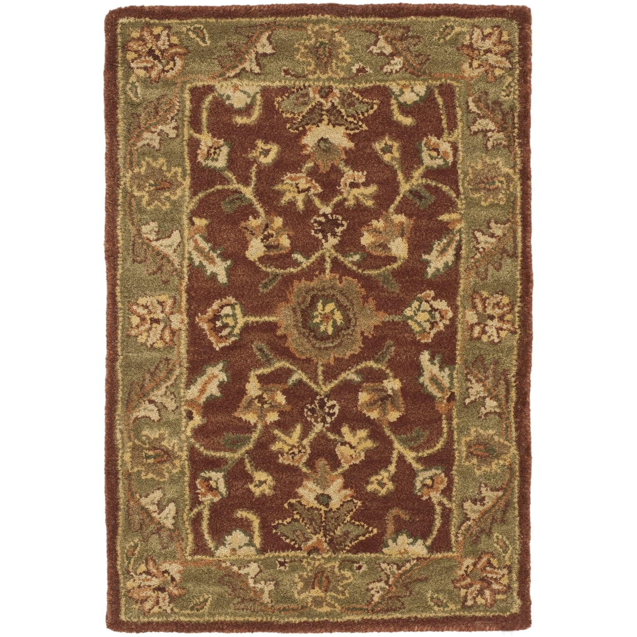 SAFAVIEH Golden Jaipur Dreda Border Wool Area Rug, Rust/Green, 2'3" x 4 ...