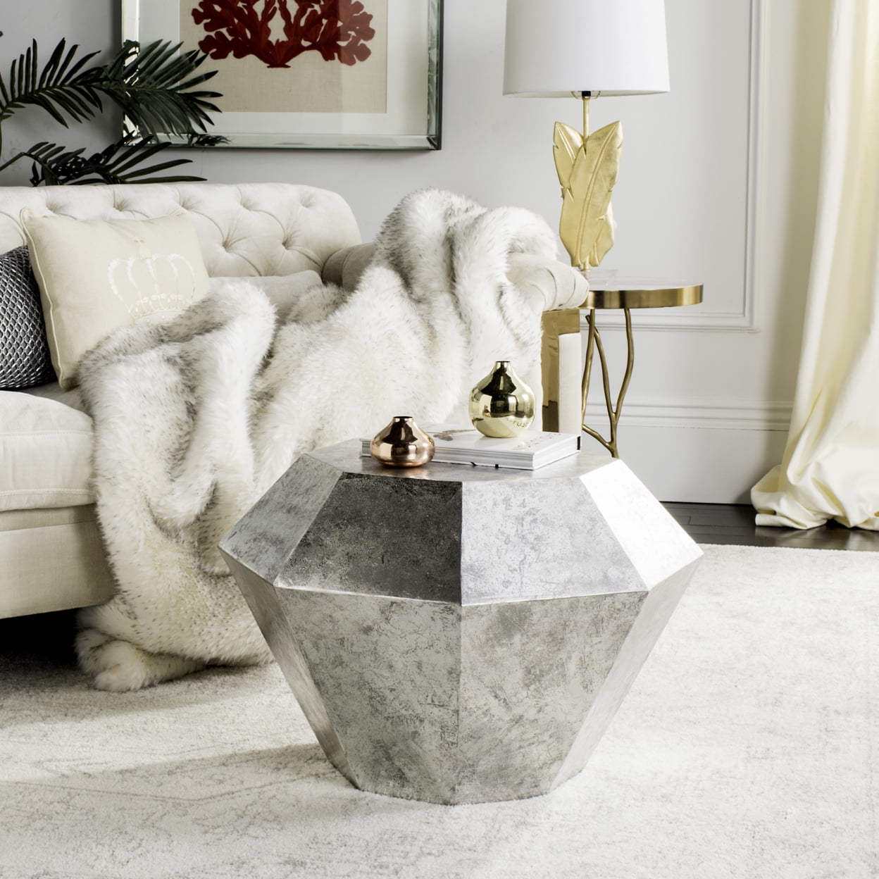 SAFAVIEH Grace Diamond Accent Table, Antique Silver - Walmart.com