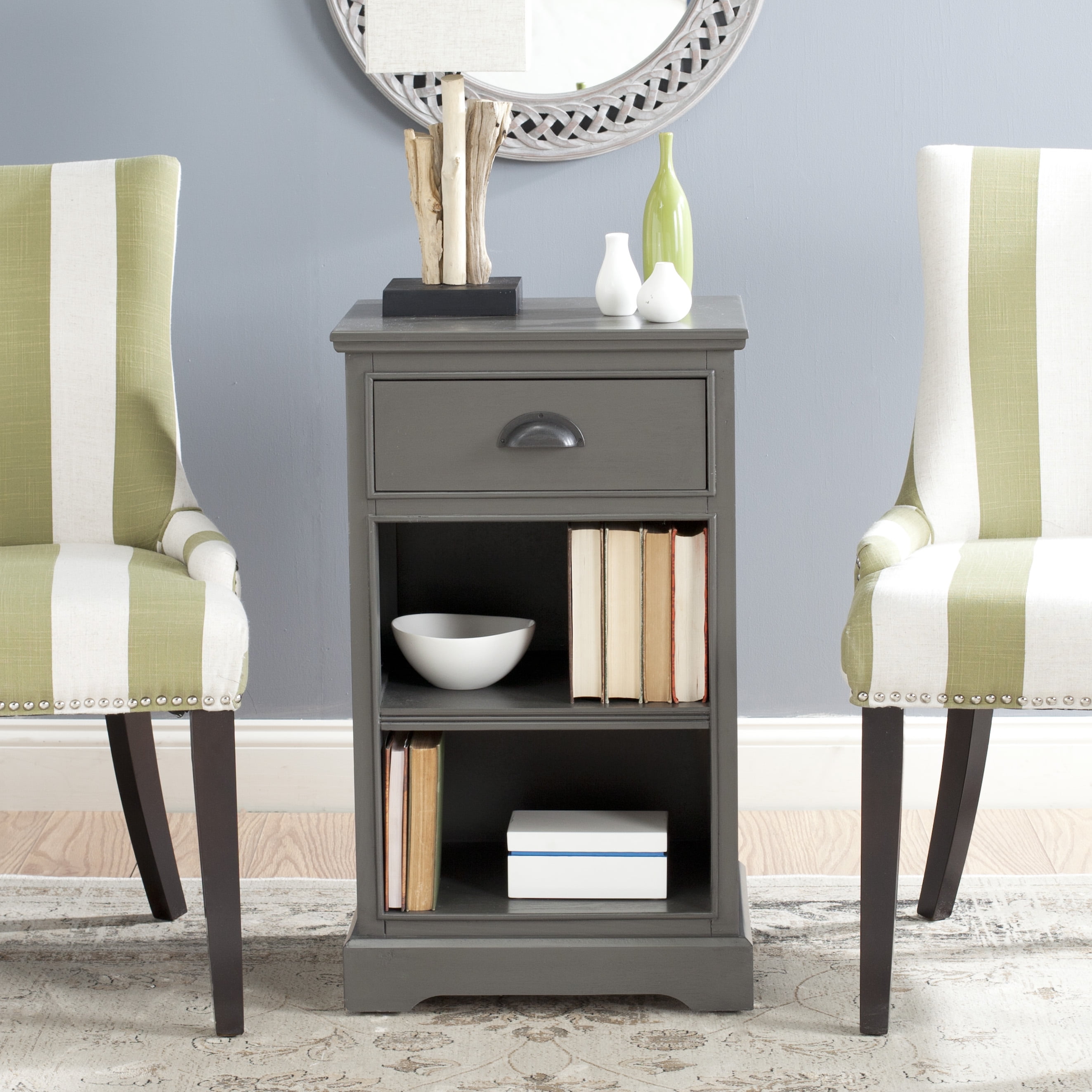 Free Shipping! Safavieh Griffin Grey Pine Side Table with Drawer and ...