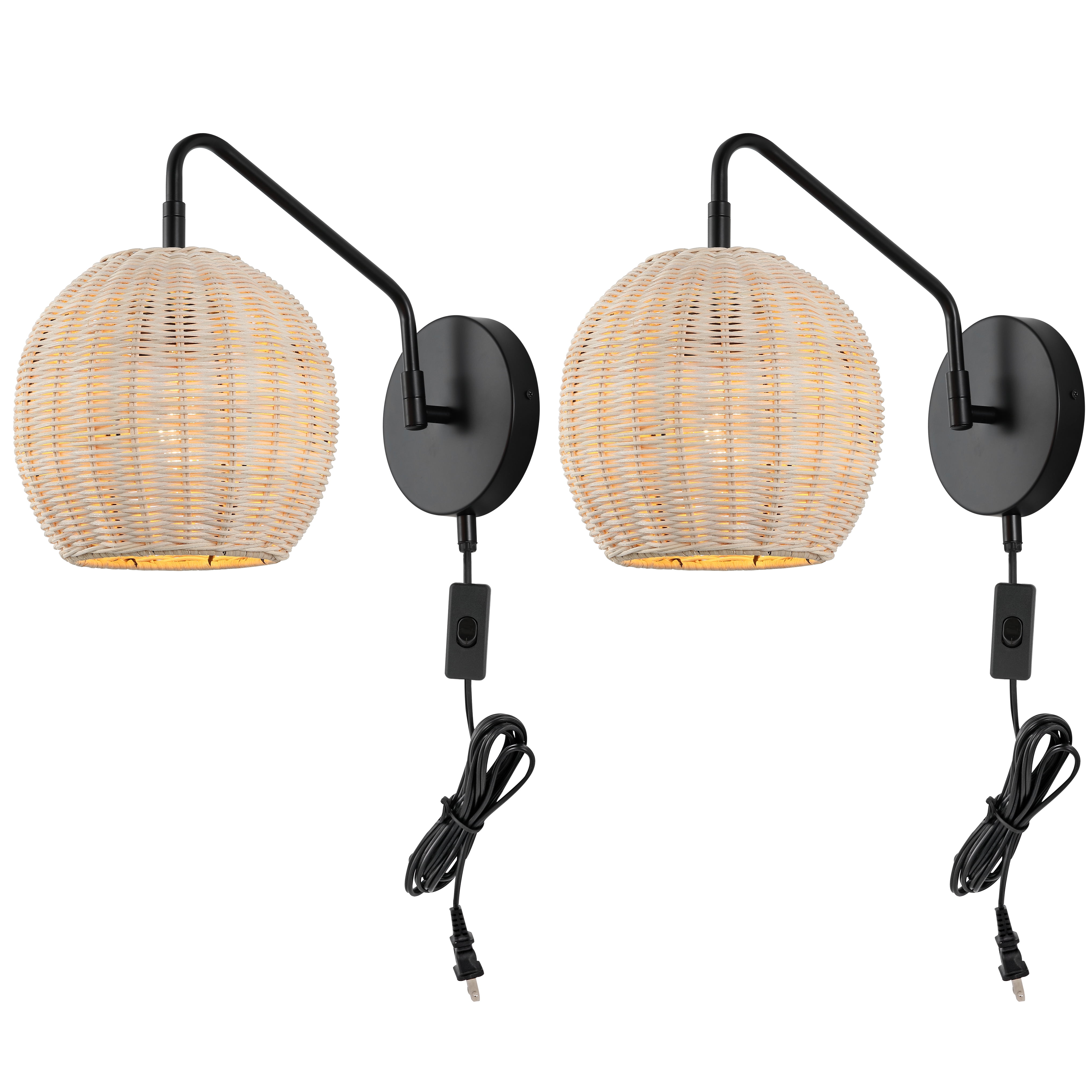 SAFAVIEH Grigory Tungsten Black Metal Wall Sconce with Light Brown ...