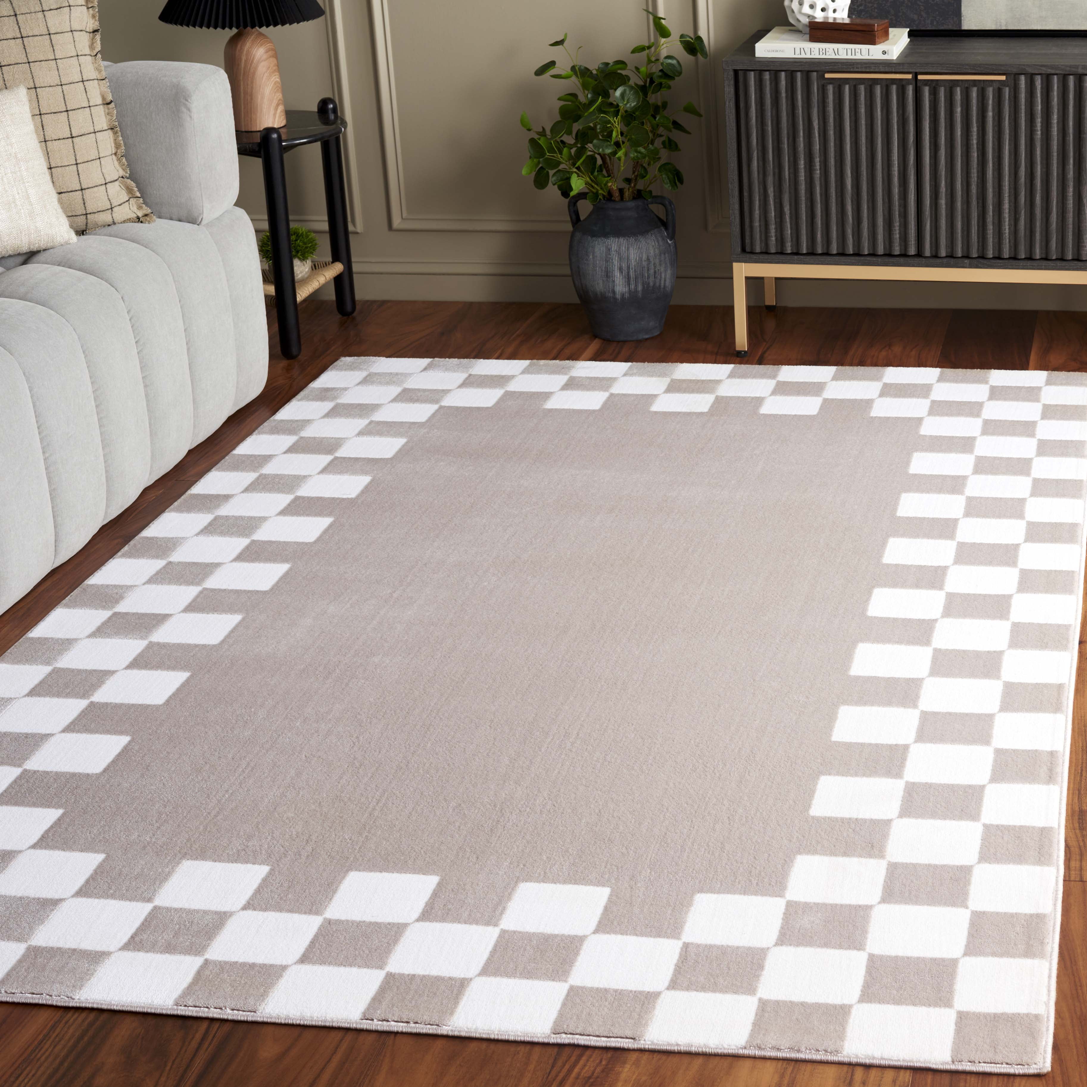 Safavieh Groove Eglantine Checkered Area Rug, Beige/Ivory, 5'3" x 7'6 ...