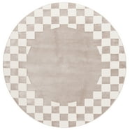 SAFAVIEH Groove Dayna Plaid Area Rug, Beige/Light Blue, 6'7" x 6'7 ...