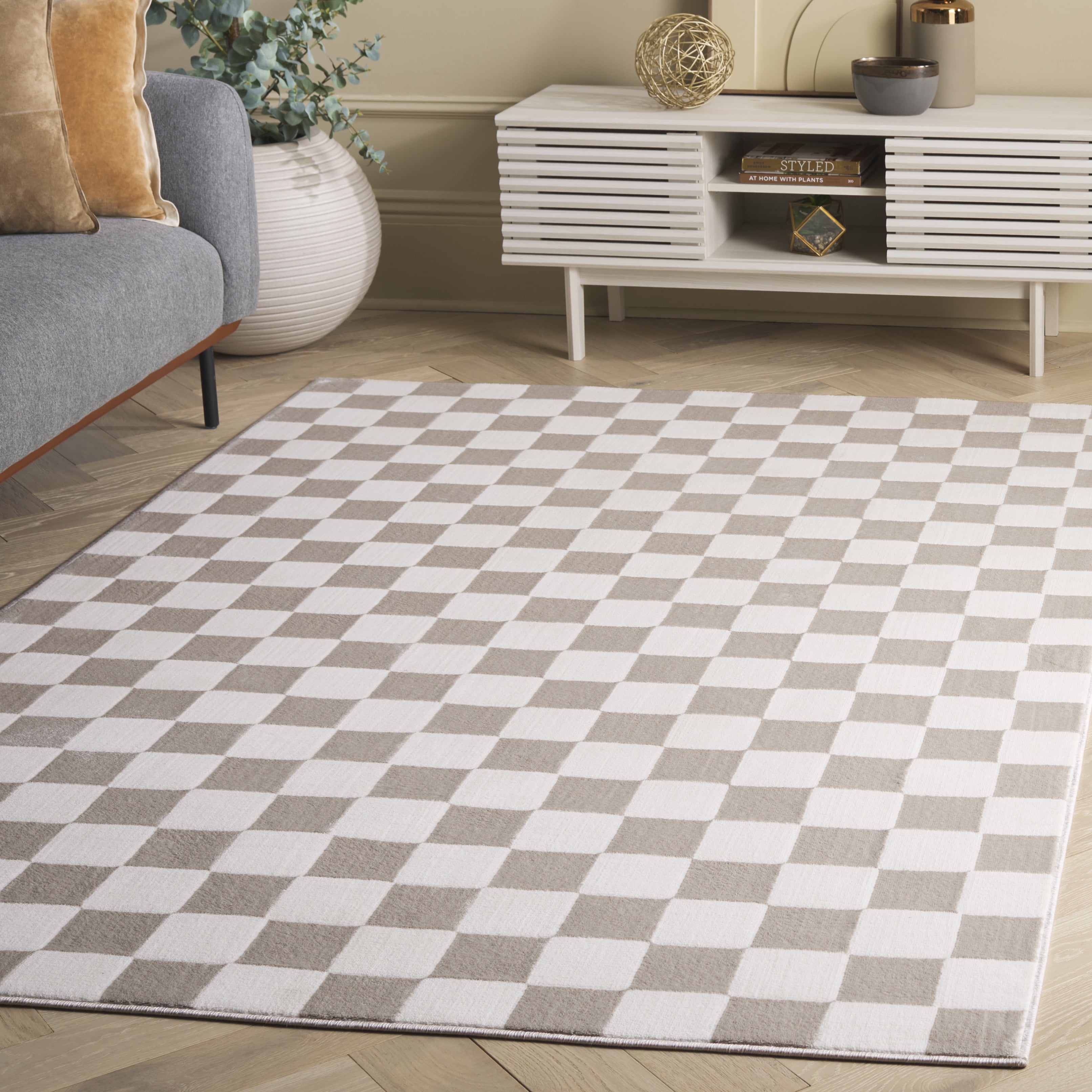 Safavieh Groove Ernesto Checkered Area Rug, Ivory/Beige, 6'7" x 6'7 ...