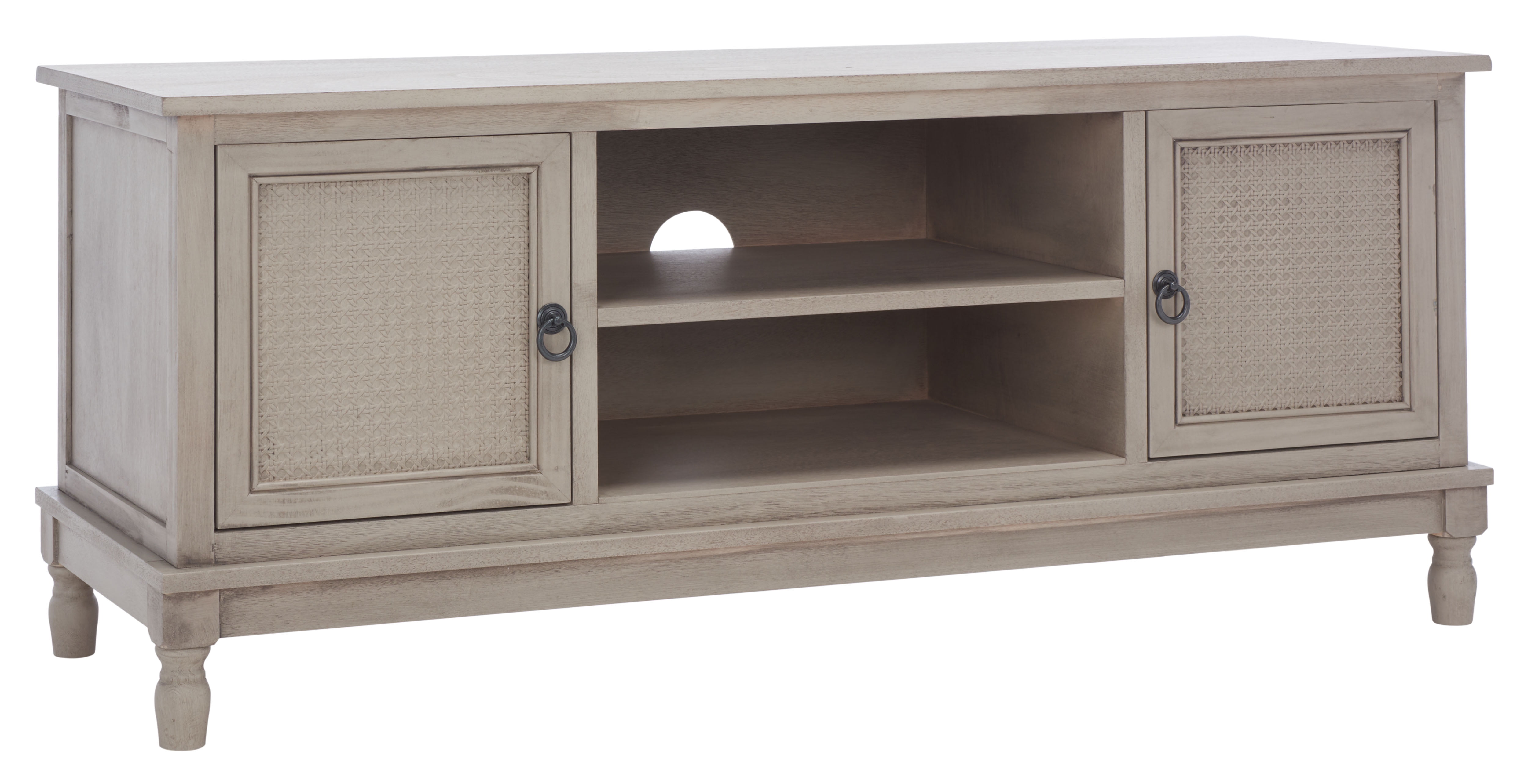SAFAVIEH Hain.es 2 Drawer 1 Shelf Media Stand, Greige (47.3 in. W x 15. ...